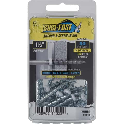 Bore-Fast 3/16 in. D X 1-1/2 in. L Steel Pan Head Screw and Anchor 25 ...