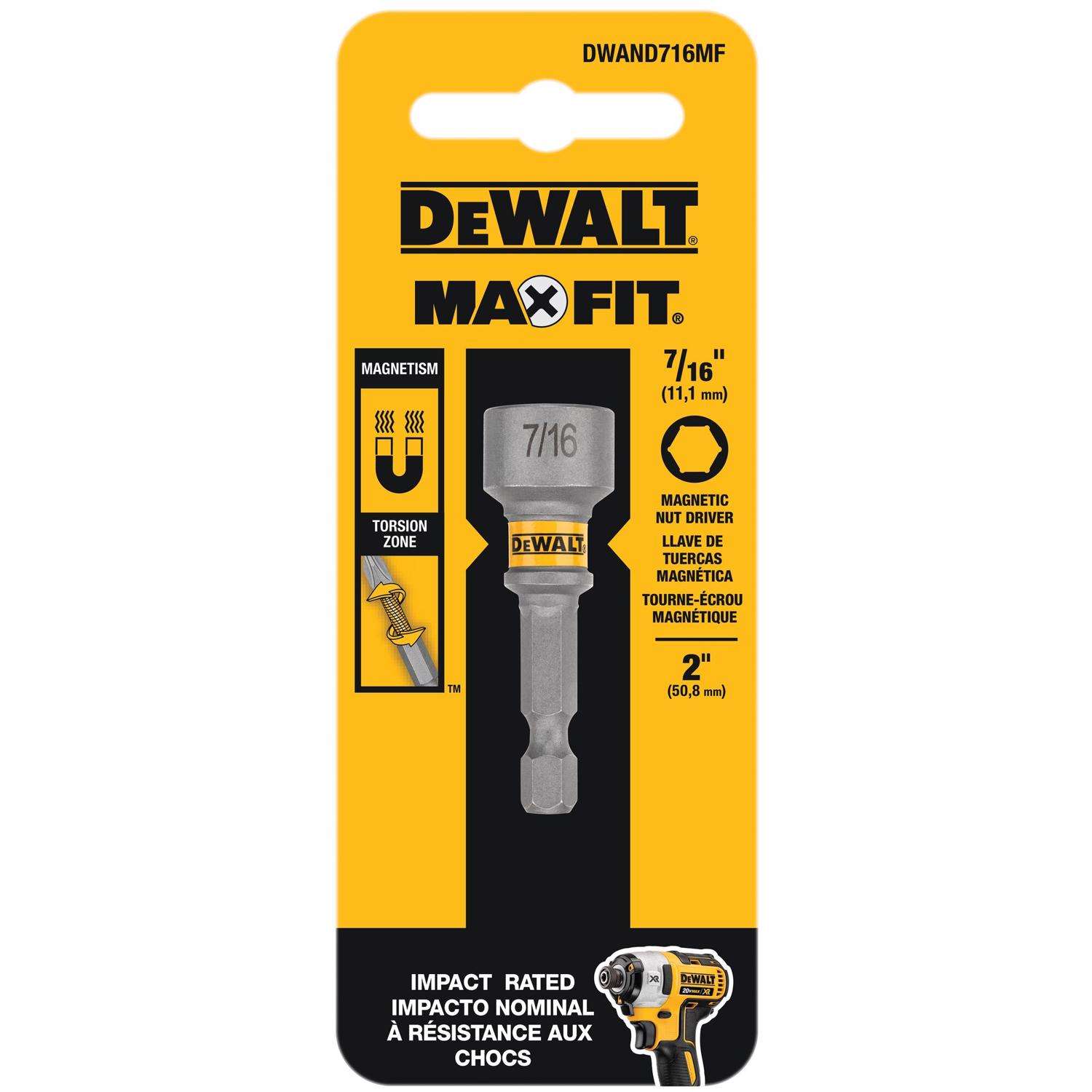 DeWalt Maxfit 7/16 in. X 2 in. L Steel Magnetic Nut Setter 1 pc - Ace ...