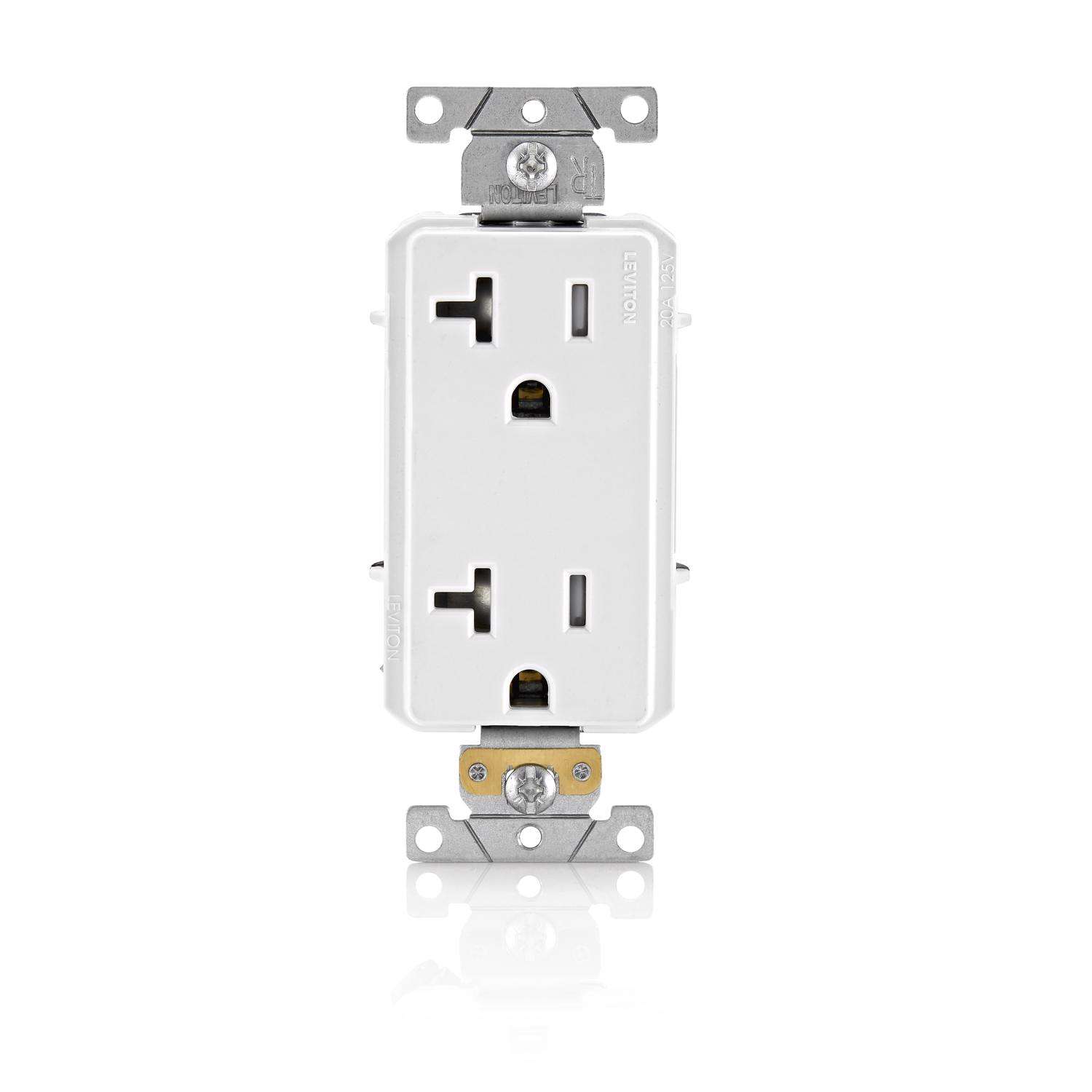 Leviton Decora Plus 20 amps 125 V Duplex White Outlet 5-20R 1 pk - Ace ...