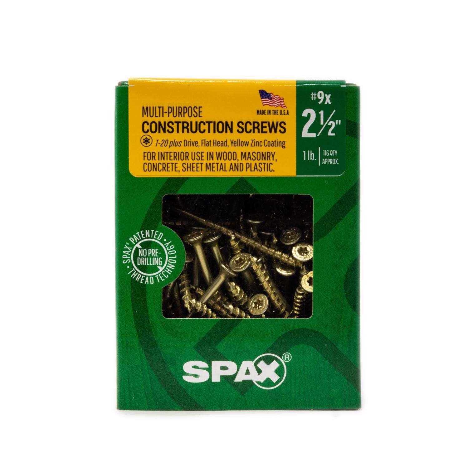 Spax No. 9 in. X 2-1/2 in. L Star Flat Head Construction Screws 1 lb ...