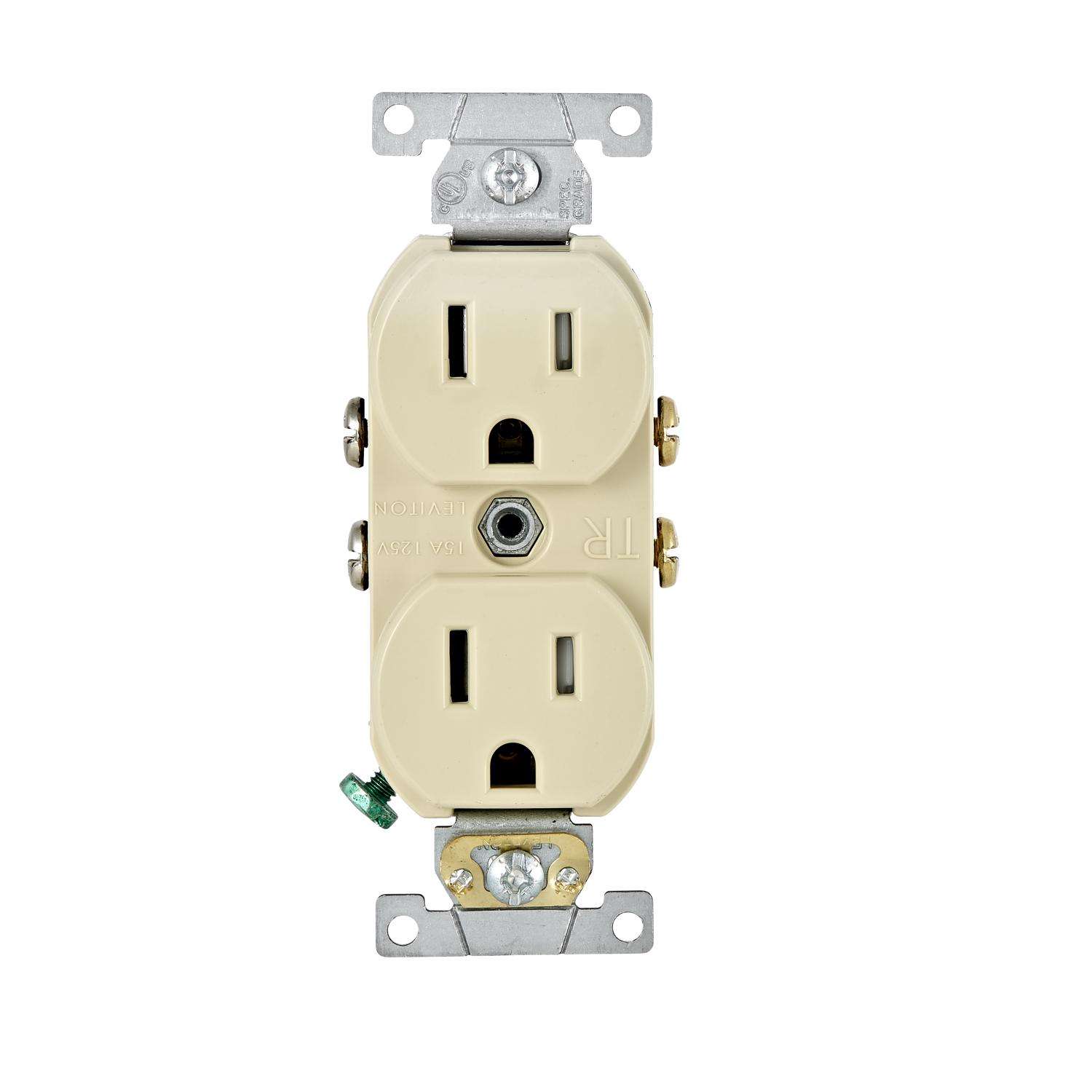 Leviton 15 amps 125 V Duplex Ivory Outlet 5-15R 1 pk - Ace Hardware