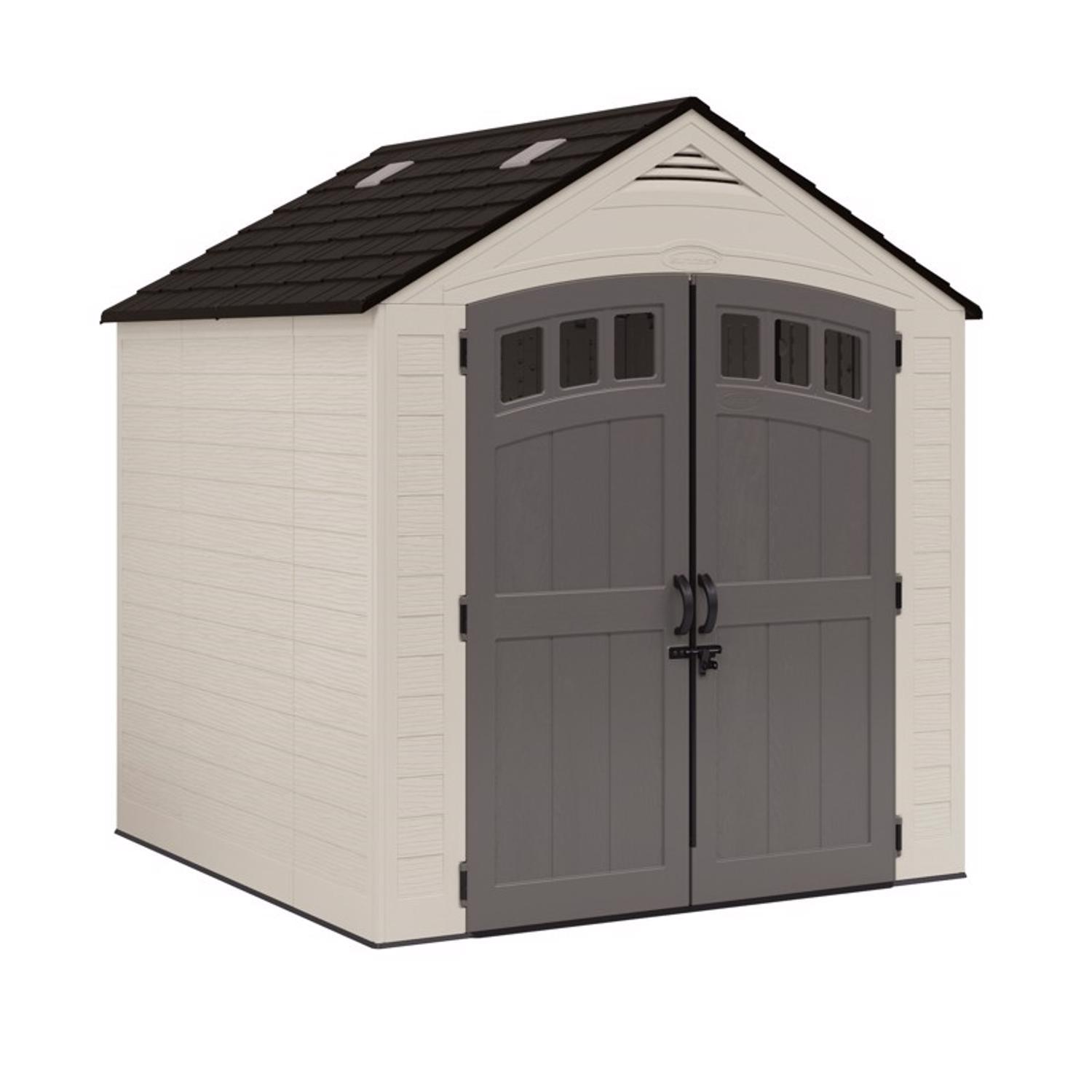 Suncast Cloverdale 7 ft. x 7 ft. Resin Horizontal Peak Storage Shed ...