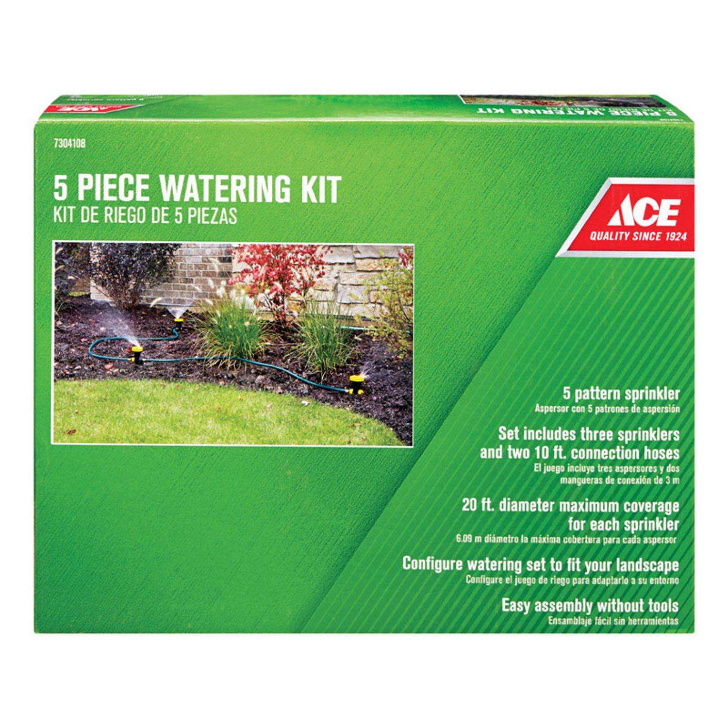 Ace Plastic Spike Base 5-Pattern Sprinkler Watering Kit 800 sq ft 5 pc ...