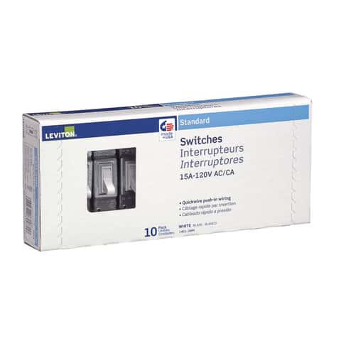 Leviton 15 amps Single Pole Toggle AC Quiet Switch White 10 pk Mfr ...