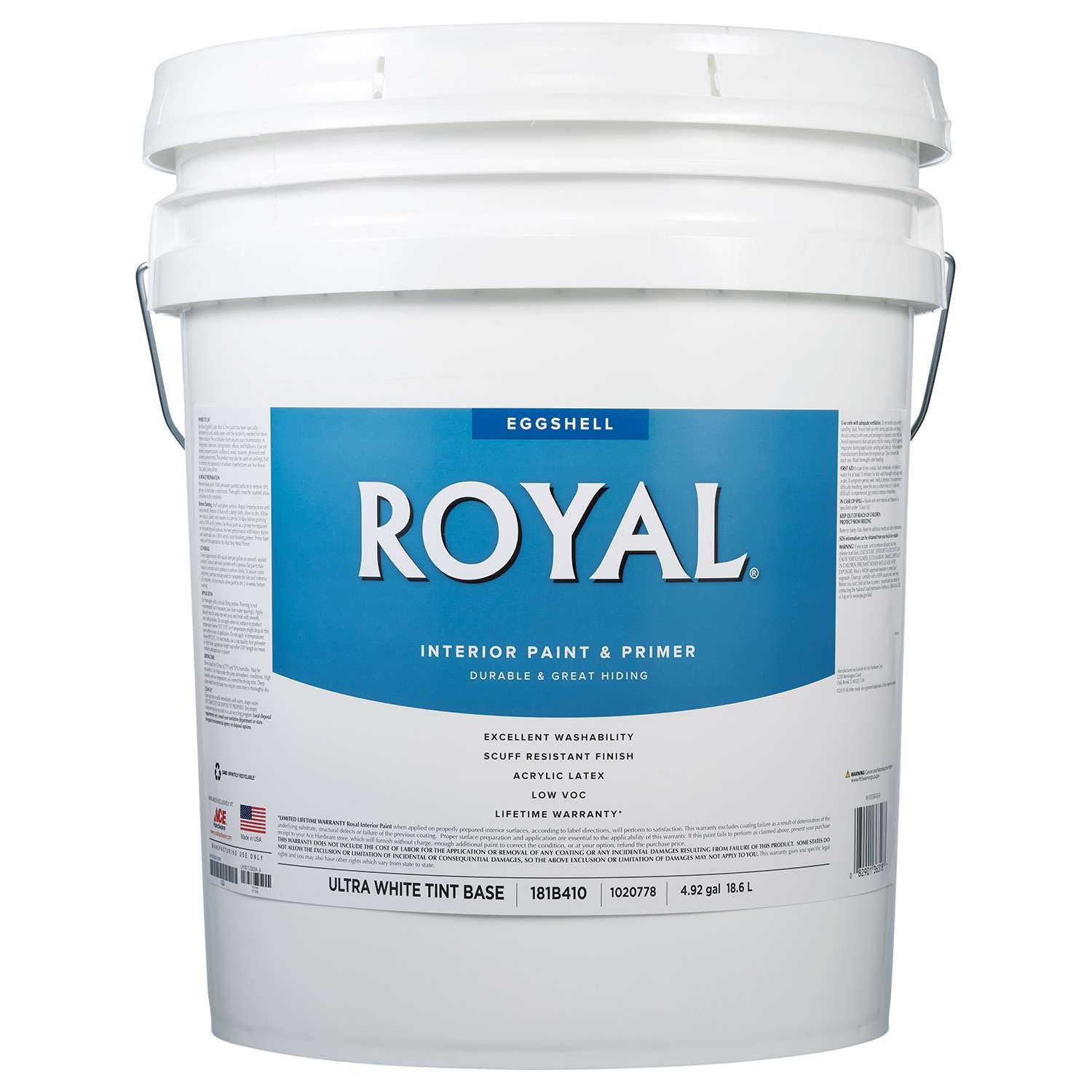Royal Eggshell Tint Base Ultra White Base Paint Interior 5 gal - Ace ...