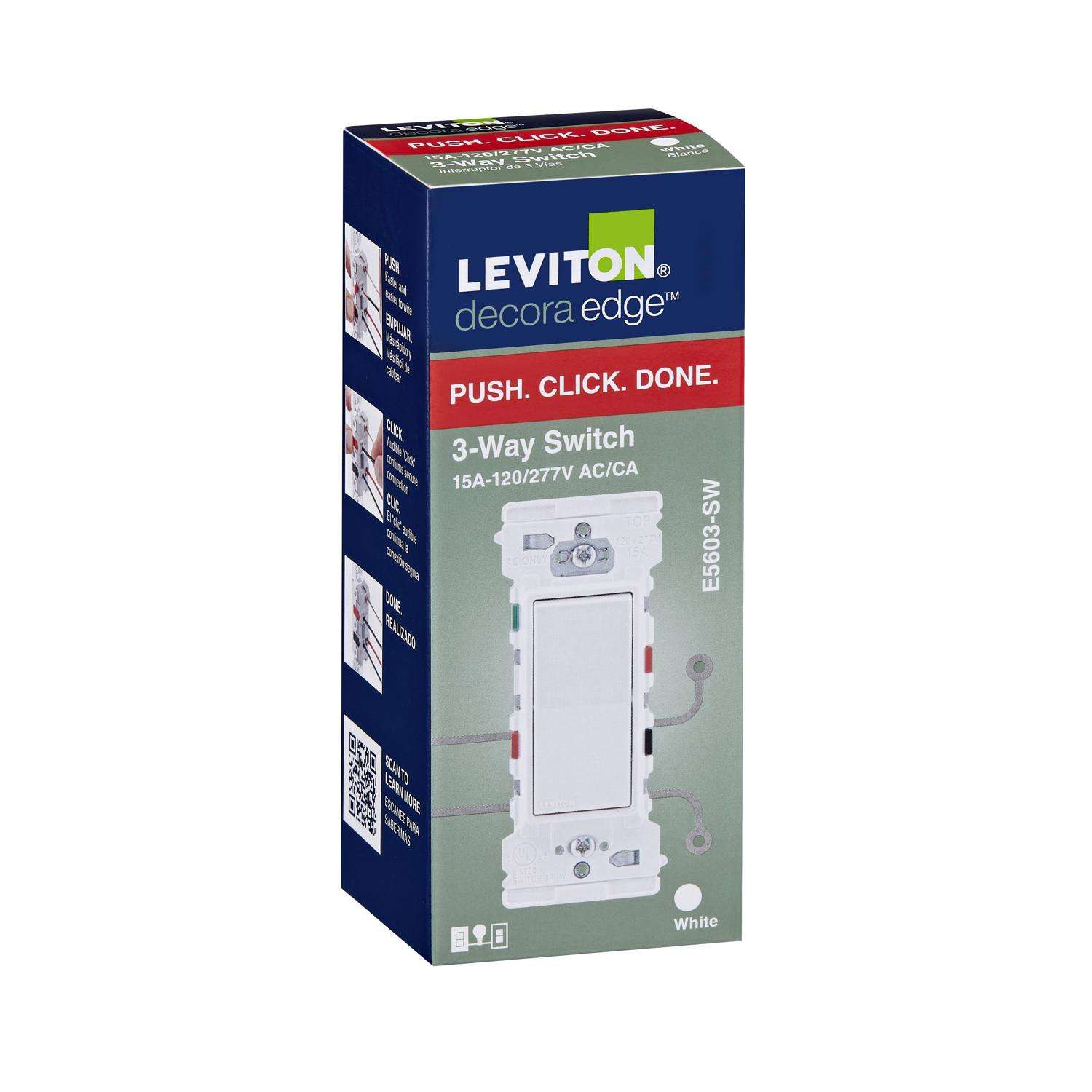 Leviton Decora Edge 15 amps 3-Way Rocker Switch White 1 pk - Ace Hardware