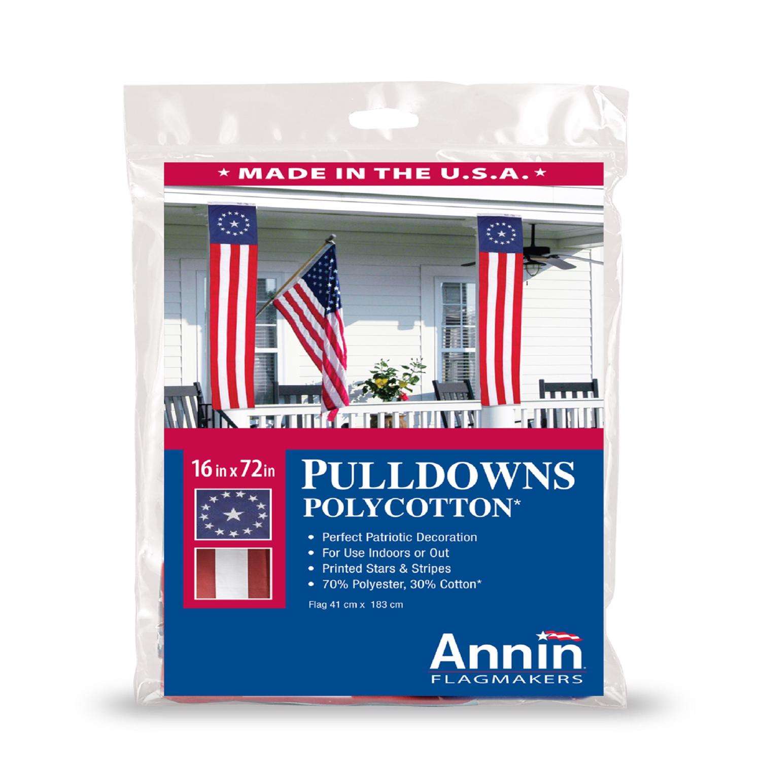 Annin Flagmaker Star and Stripes Pulldown Flag 16 in. H X 72 in. L ...