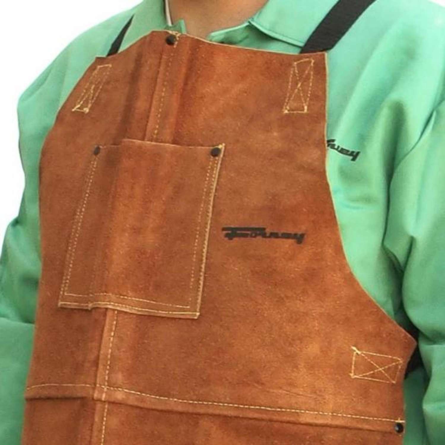 Forney Heavy Duty 2 pocket Leather Weld-Rite Bib Welding Apron Brown 1 ...