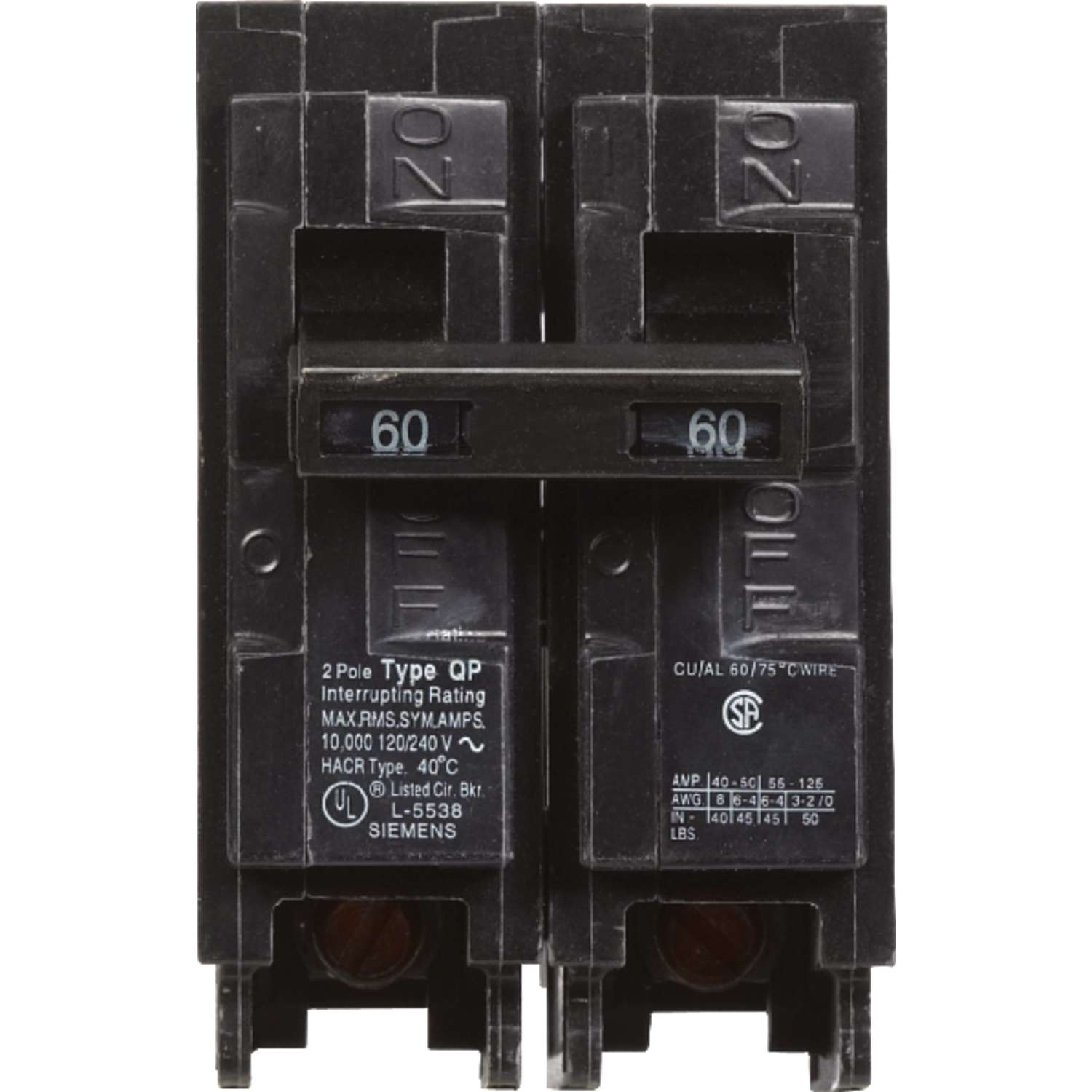 Siemens 60 amps Double Pole 2 Circuit Breaker - Ace Hardware