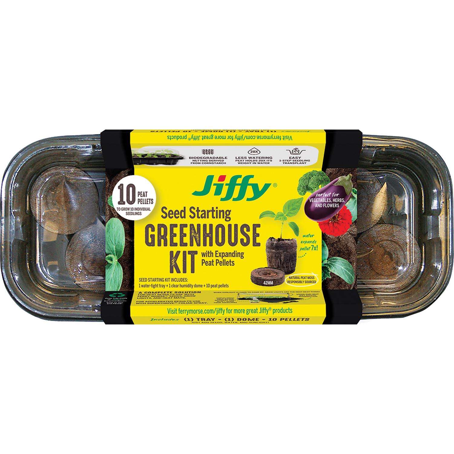Jiffy 10 Cells 2.25 in. H X 4.5 in. W X 9 in. L Seed Starting Kit 1 pk ...