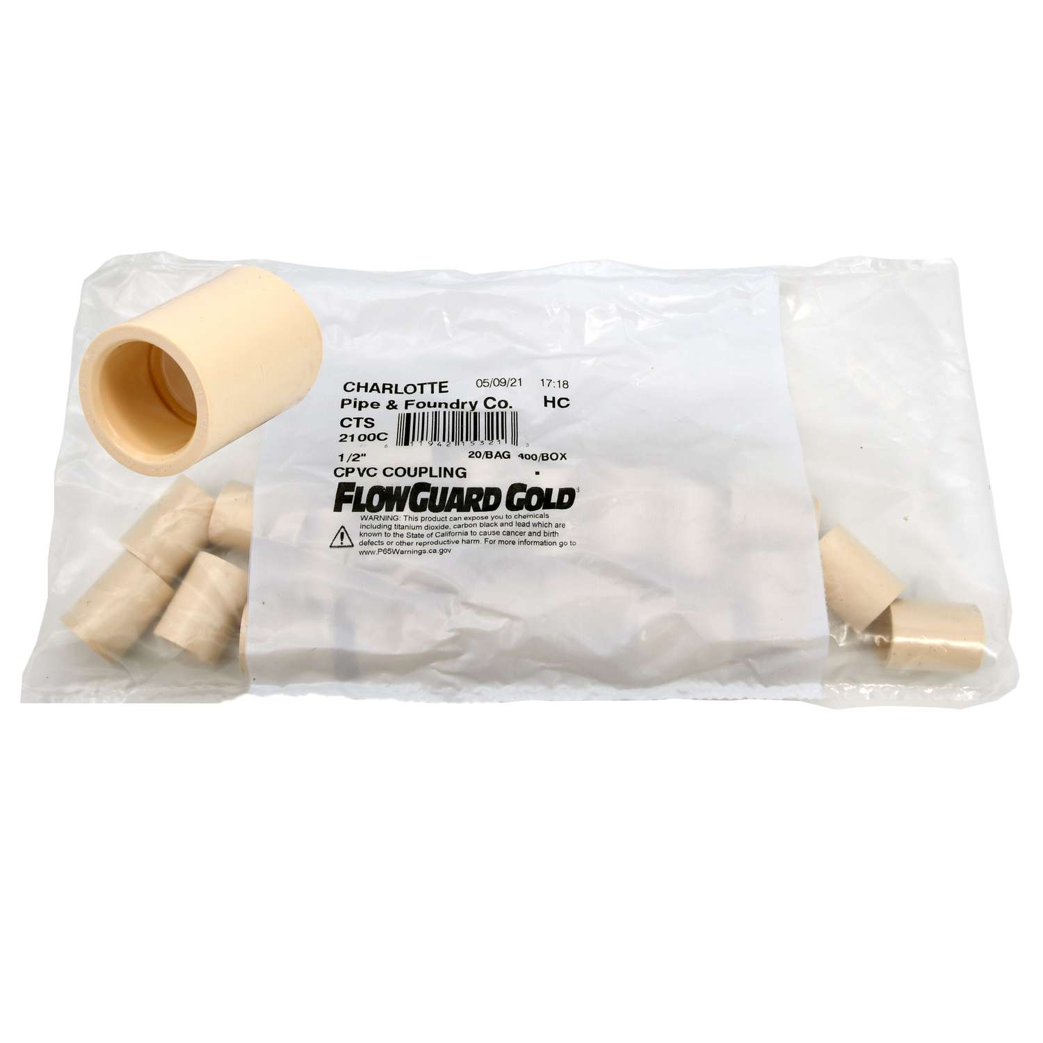 Charlotte Pipe FlowGuard 1/2 in. Slip X 1/2 in. D Slip CPVC Coupling 10 ...