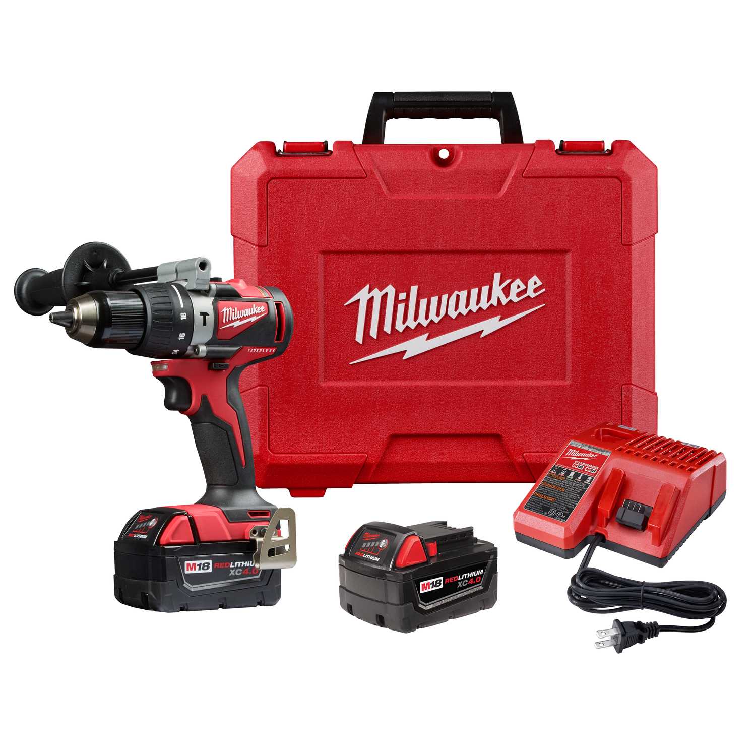 Milwaukee M18 18 volt Brushless Cordless Hammer Drill/Driver Kit 1/2 in ...