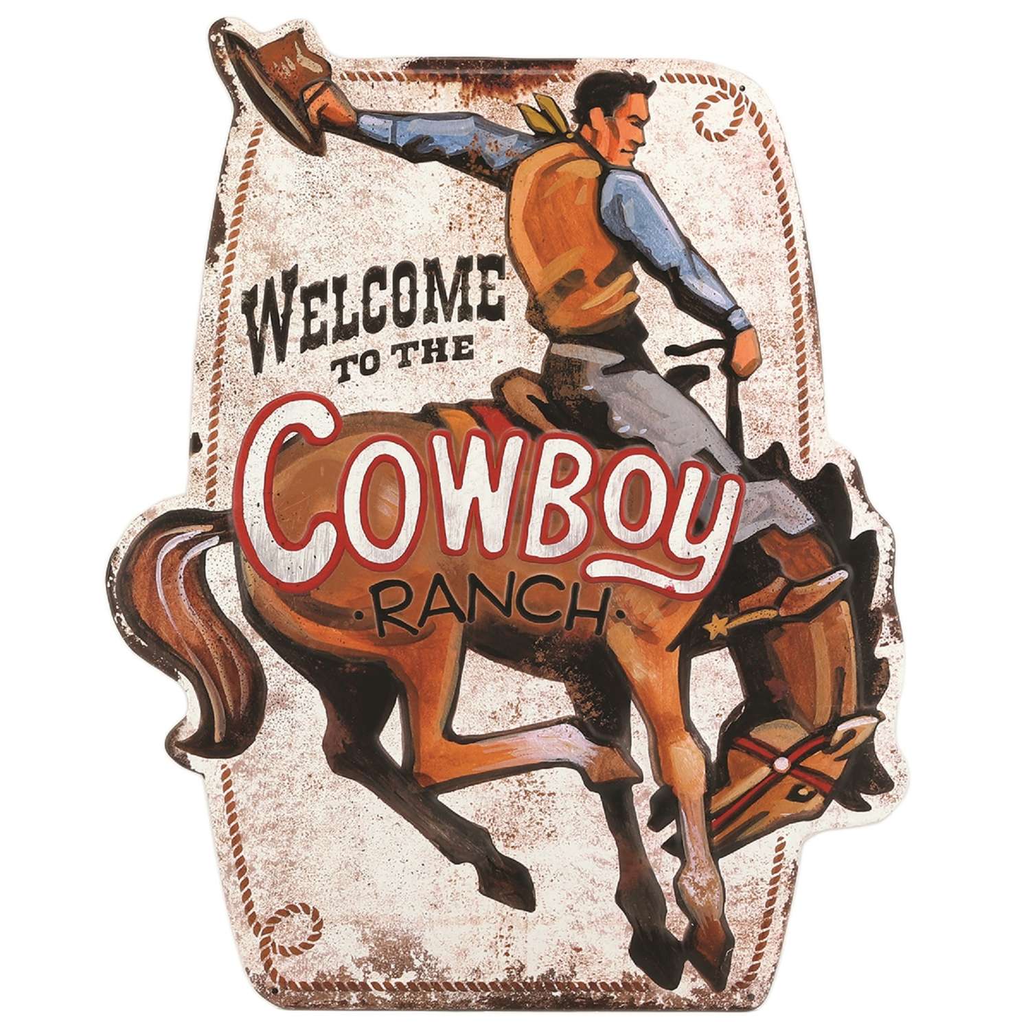 Open Road Brands Welcome to Cowboy Ranch Sign Embossed Metal 1 pk - Ace ...