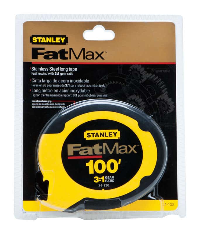 Stanley FatMax 100 ft. L x 0.38 in. W Long Tape Measure Black/Yellow 1 ...