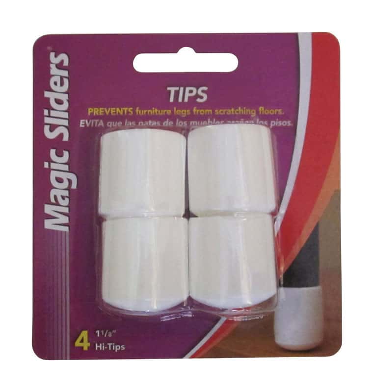 Magic Sliders Rubber Leg Tip White Round 1-1/8 in. W 4 pk - Ace Hardware
