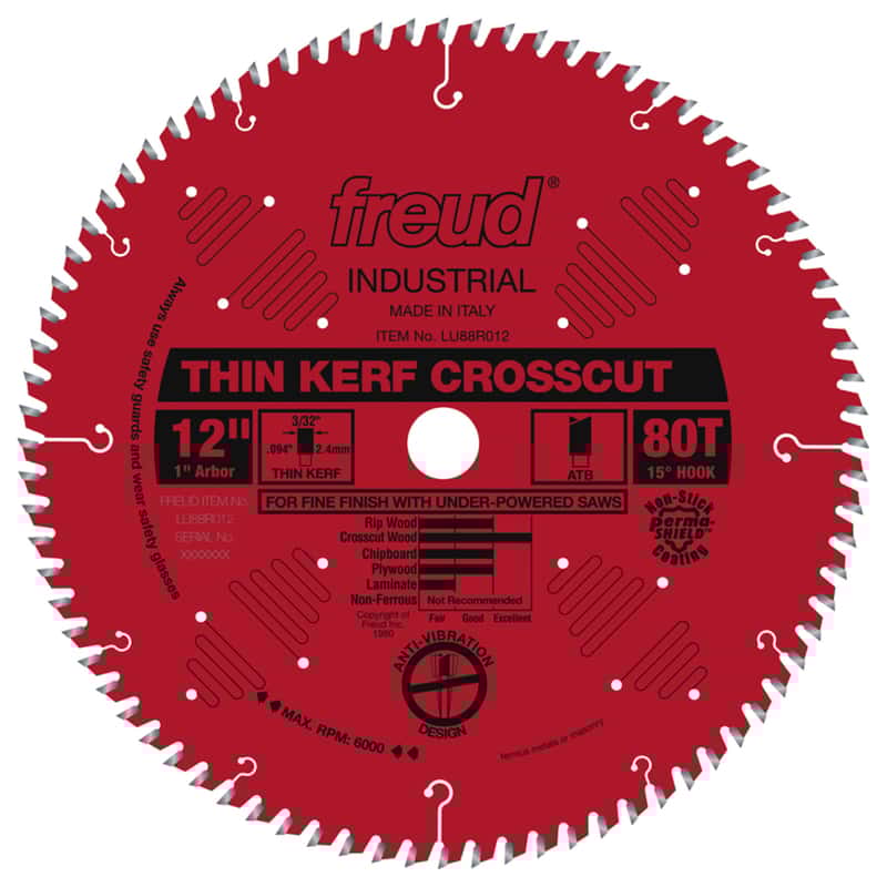 Freud 12 in. D X 1 in. Fine Finish Crosscut TiCo Hi-Density Carbide ...