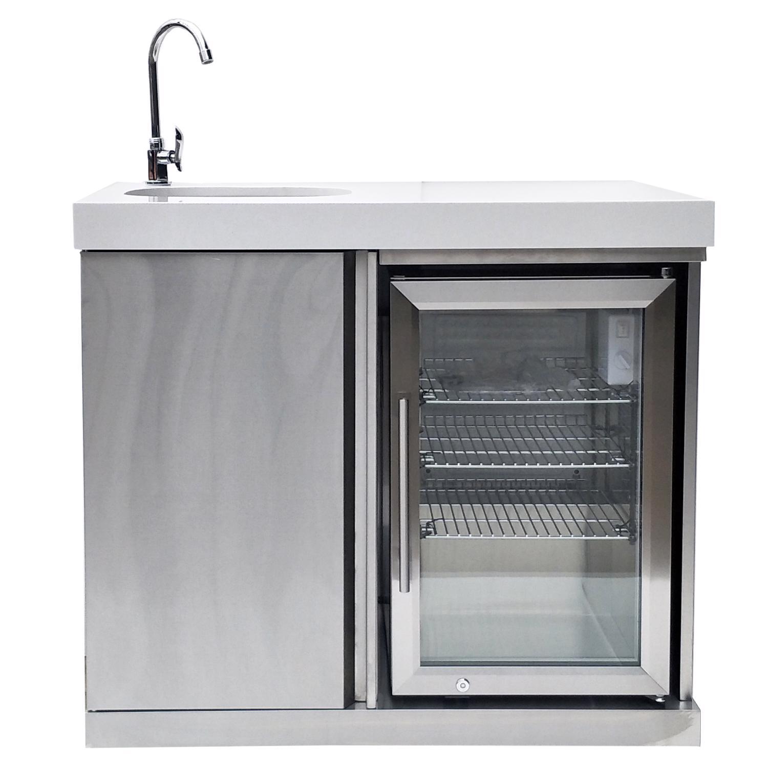 Mont Alpi Outdoor Sink & Fridge Stainless Steel 35 in. H X 25 in. W X ...