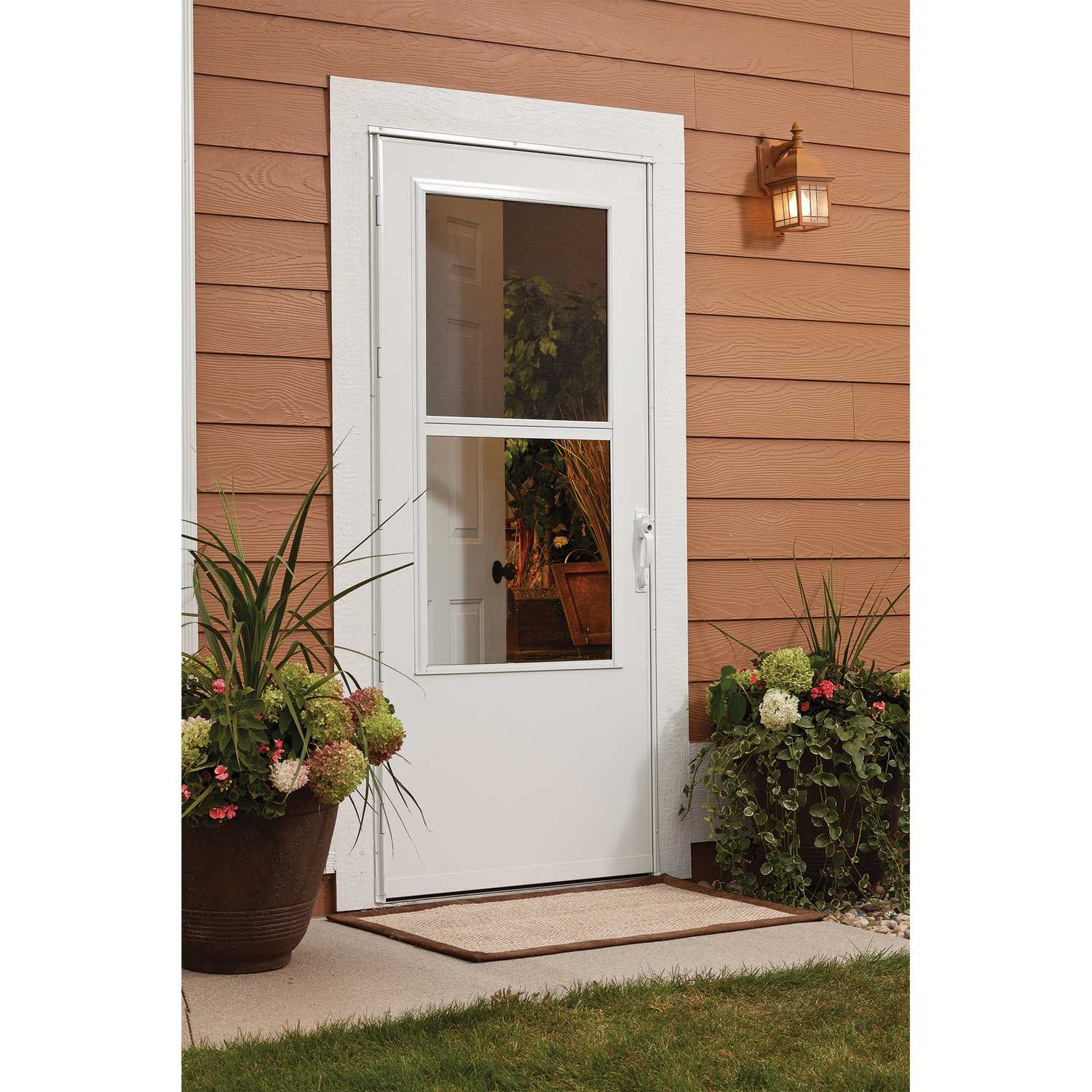 LARSON 81 in. H x 36 in. W Vinyl/Wood White Mid-View Reversible Self ...