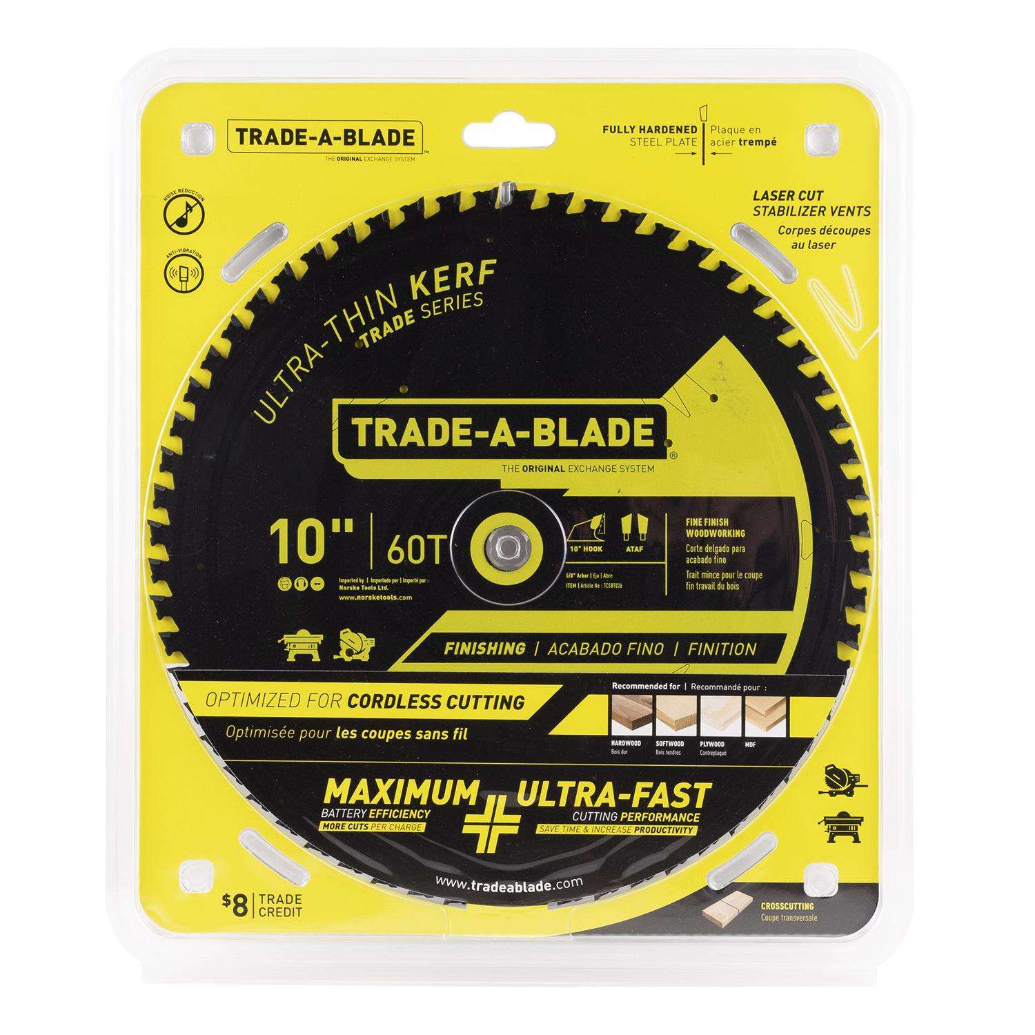 Trade A Blade 10 in. D X 5/8 in. Ultra Thin Kerf Carbide Saw Blade 60 ...