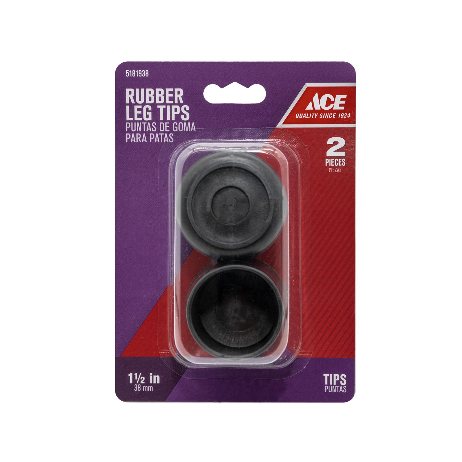 Ace Rubber Leg Tip Black Round 1-1/2 in. W 2 pk - Ace Hardware