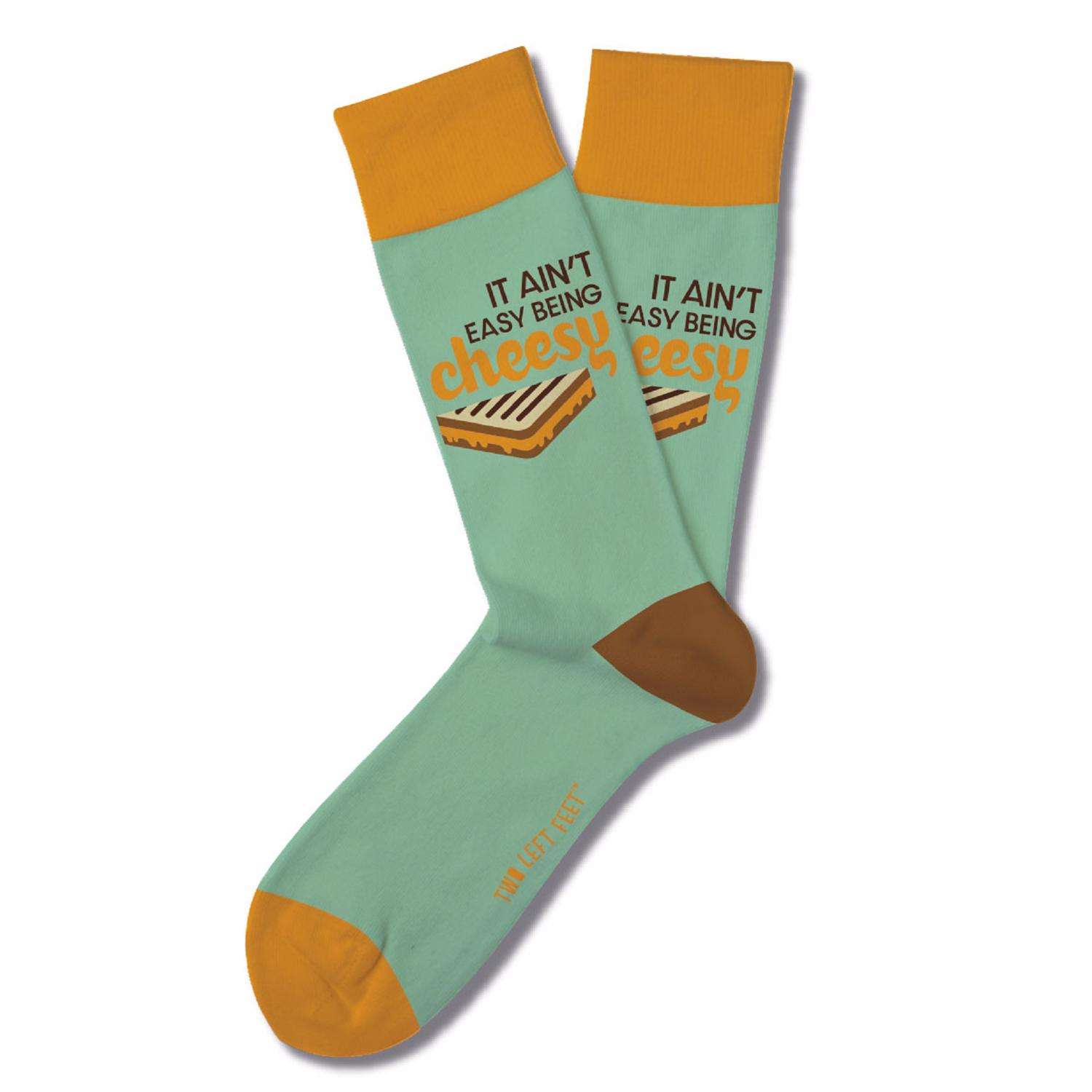 Two Left Feet Unisex It Ain't Easy Being Cheesy M/L Novelty Socks Brown ...