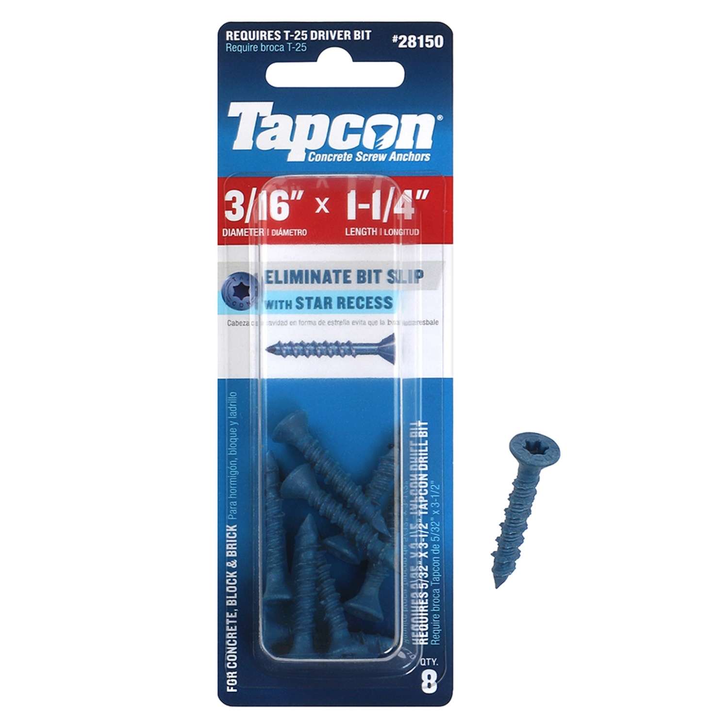 Tapcon 1-1/4 in. L Star Flat Head High/Low Concrete Screws - Ace Hardware