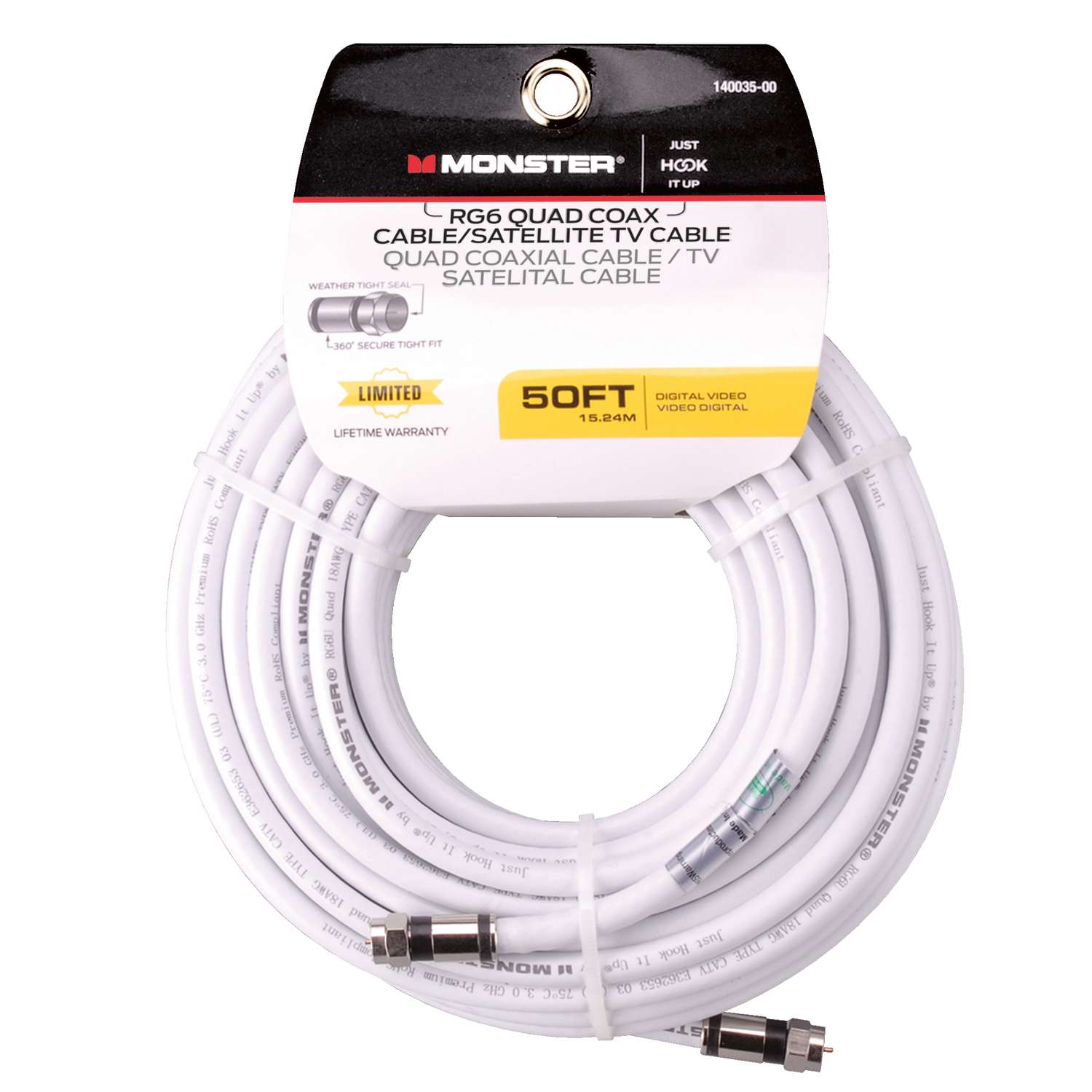 Monster Just Hook It Up 50 ft. Weatherproof Video Coaxial Cable - Ace ...