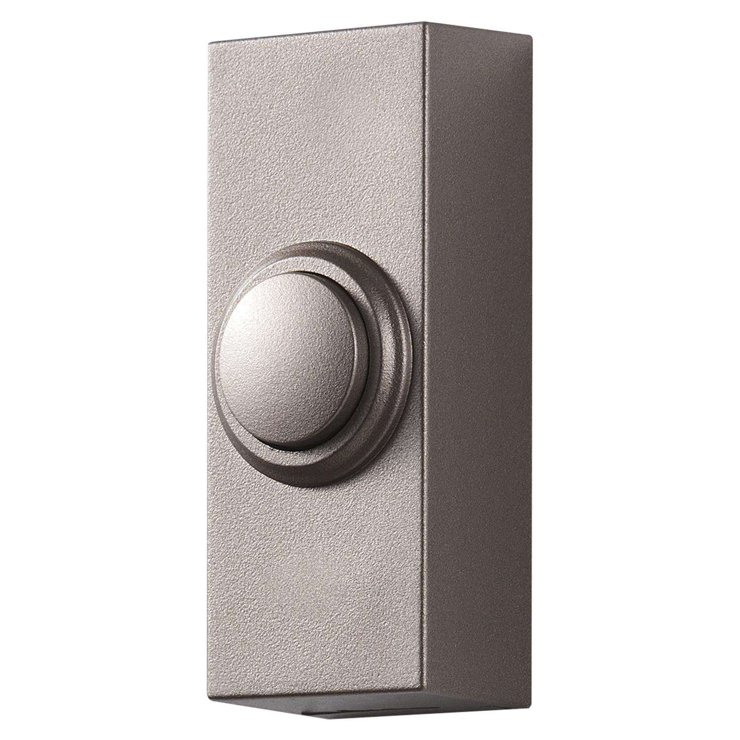 Globe Satin Nickel Silver Plastic Wireless Pushbutton Doorbell - Ace ...