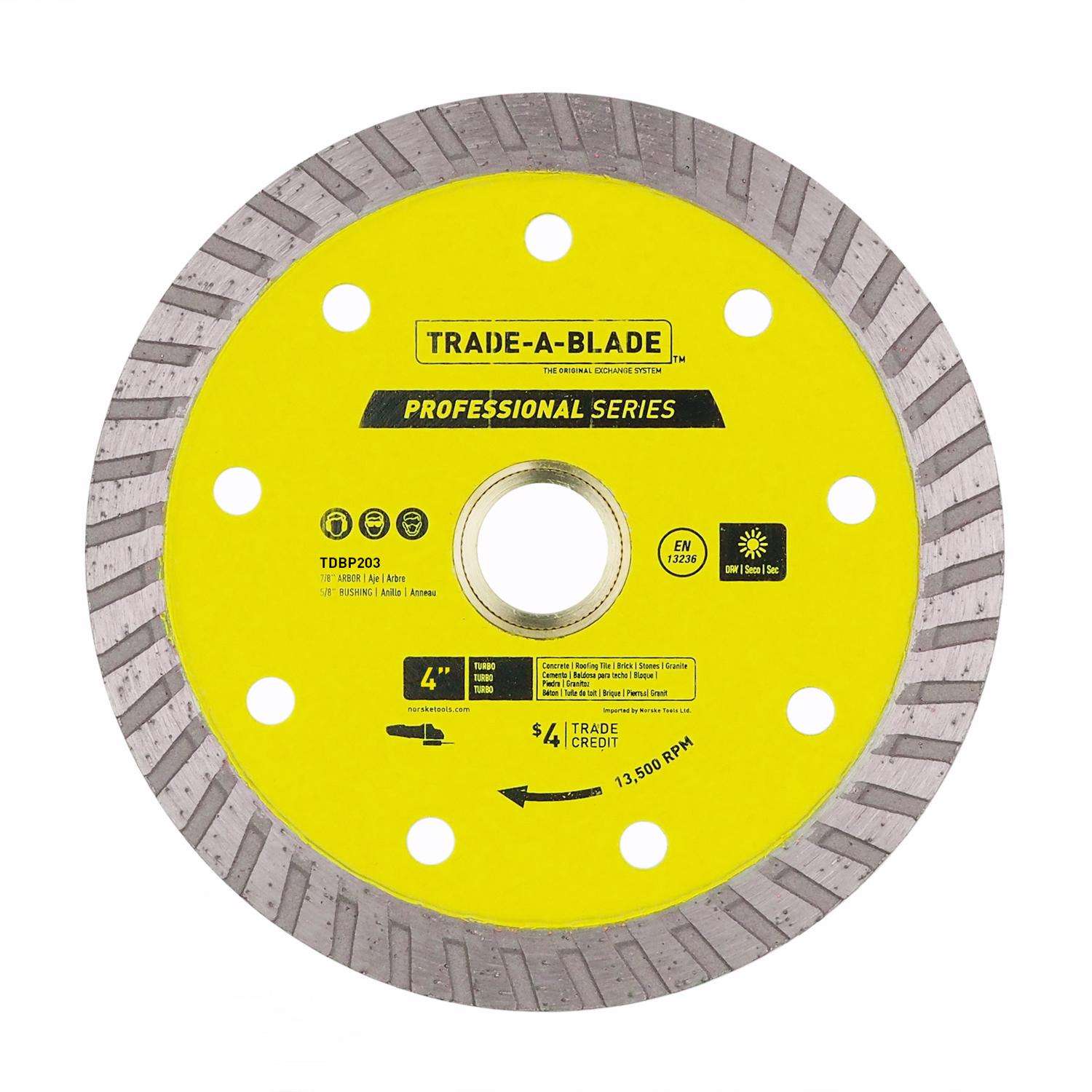 Trade A Blade 4 in. D X 5/8 and 7/8 in. Diamond Turbo Rim Blade 1 each ...