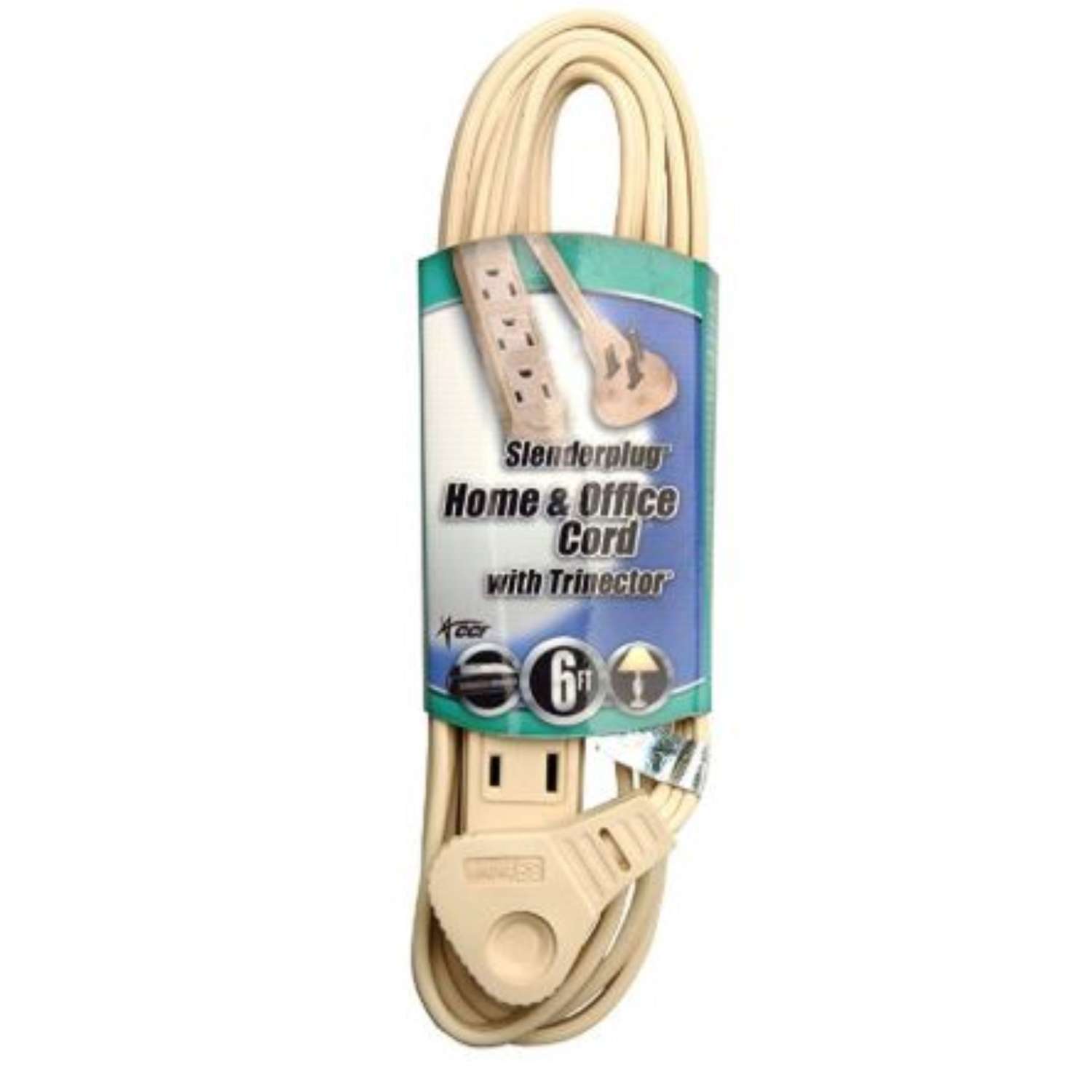 Southwire Slender Plug Indoor 6 ft. L Beige Extension Cord 16/3 SPT-2 ...