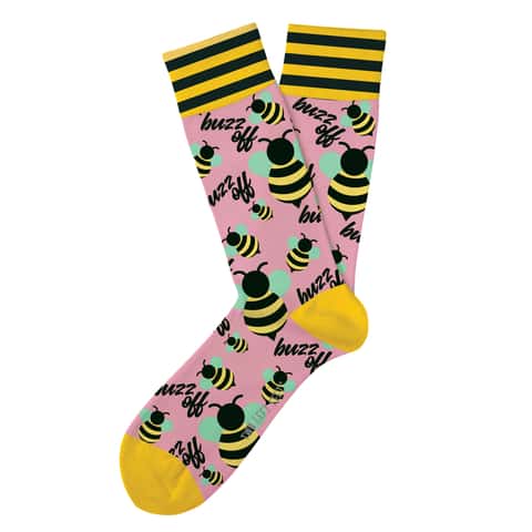 Two Left Feet Unisex Buzz Off S/M Novelty Socks Pink - Ace Hardware