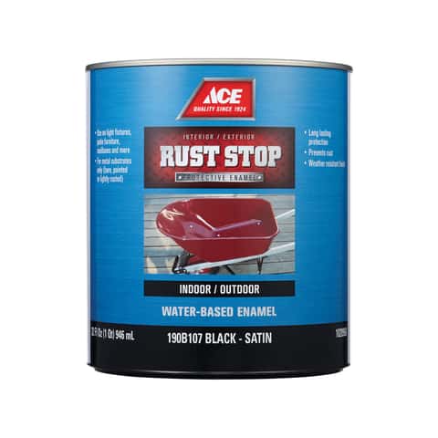 Ace Rust Stop Indoor / Outdoor Satin Black Water-Based Enamel Rust ...