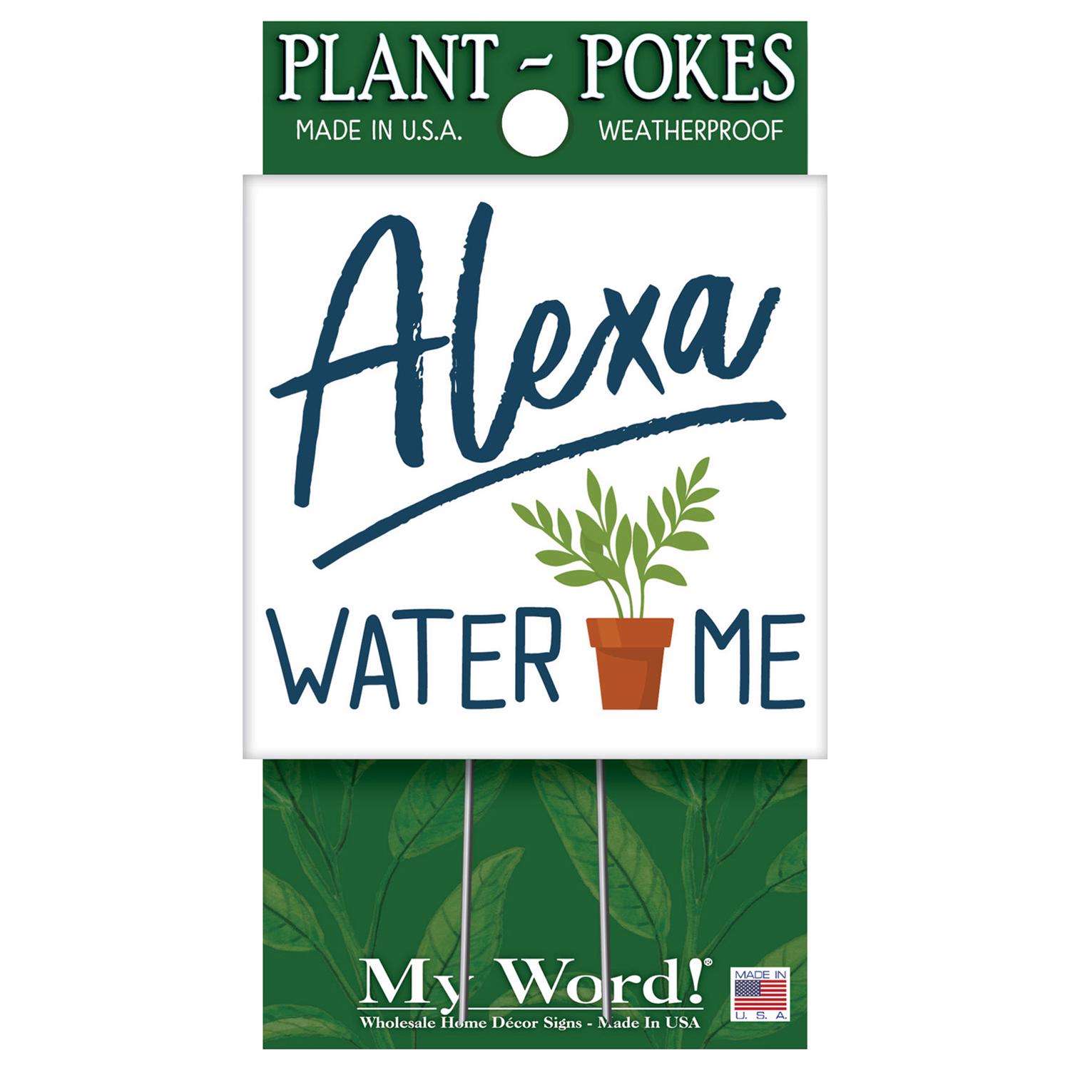 My Word Multicolored Wood 4 in. H Alexa Water Me Plant Pokes - Ace Hardware