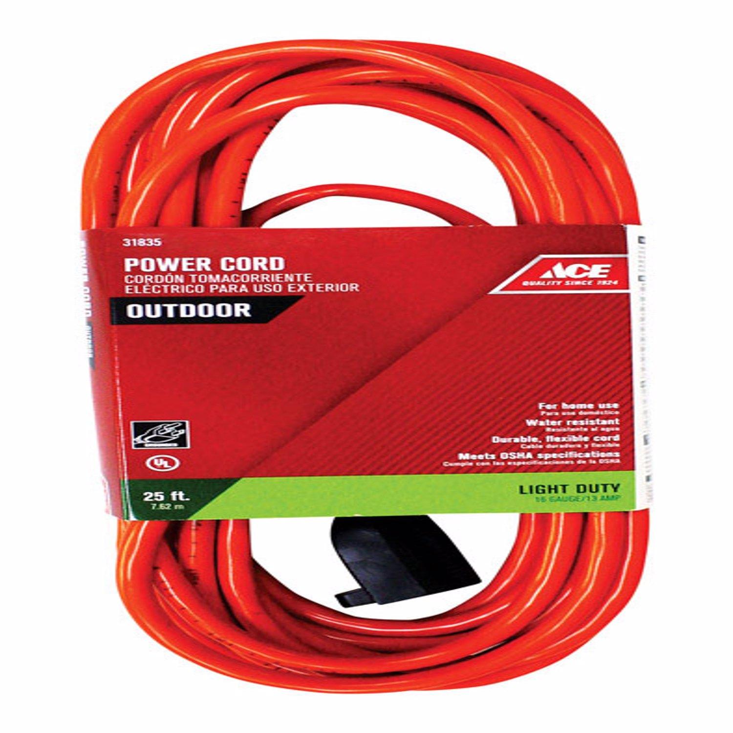 Ace Indoor or Outdoor 25 ft. L Orange Extension Cord 16/3 SJTW Mfr ...