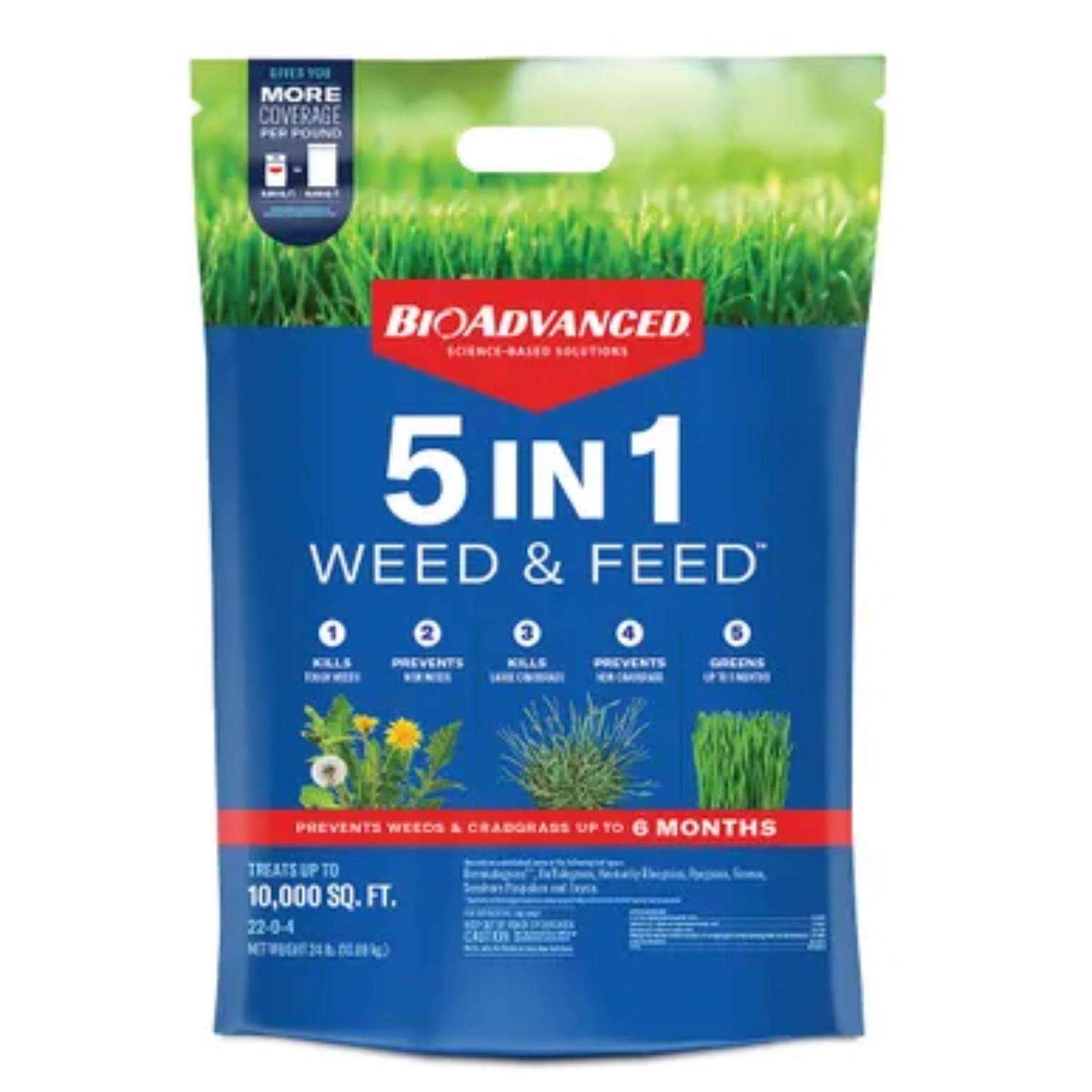 BioAdvanced Weed & Feed Lawn Fertilizer For All Grasses 10000 sq ft ...