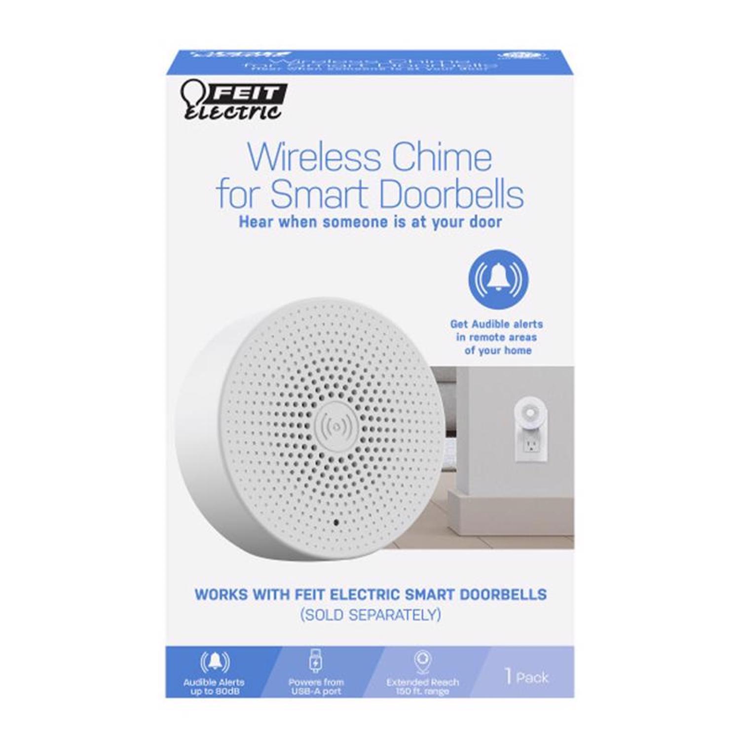 Feit White Plastic Wireless Smart-Enabled Door Chime Bell Mfr# CHIME ...