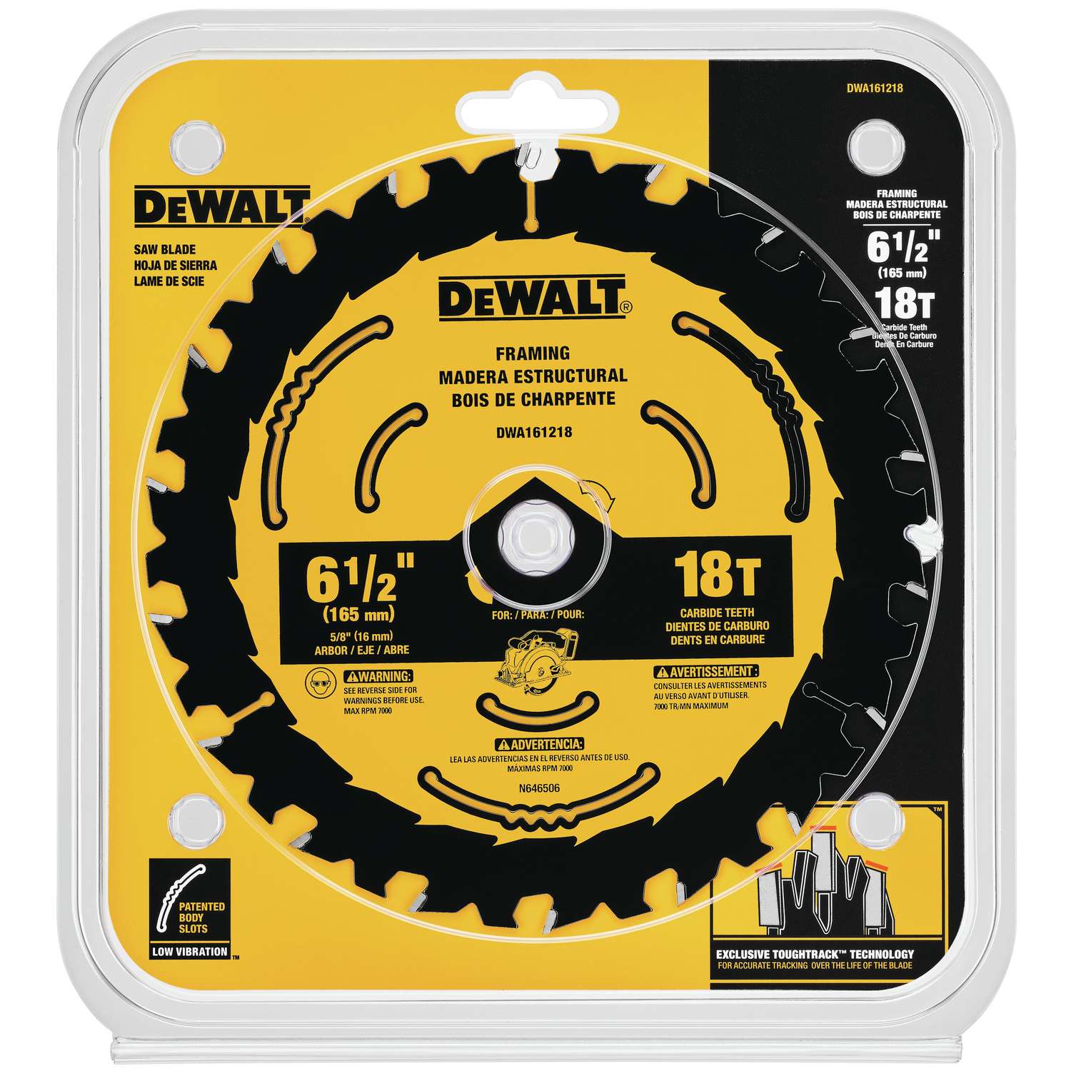 DeWalt 6-1/2 in. Dia. x 5/8 in. Tungsten Carbide Circular Saw Blade 18 ...