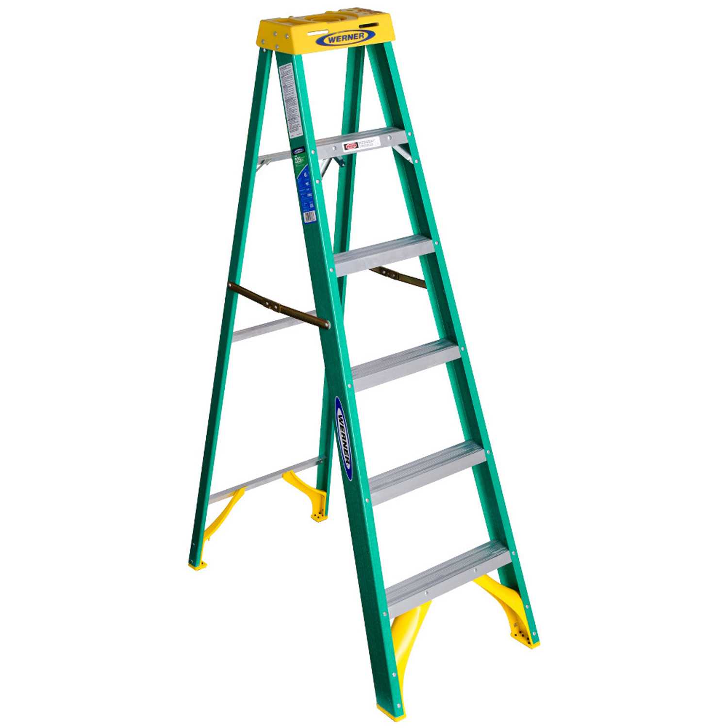 Werner 6 ft. H x 22 in. W Fiberglass Step Ladder 225 lb. Type II - Ace ...