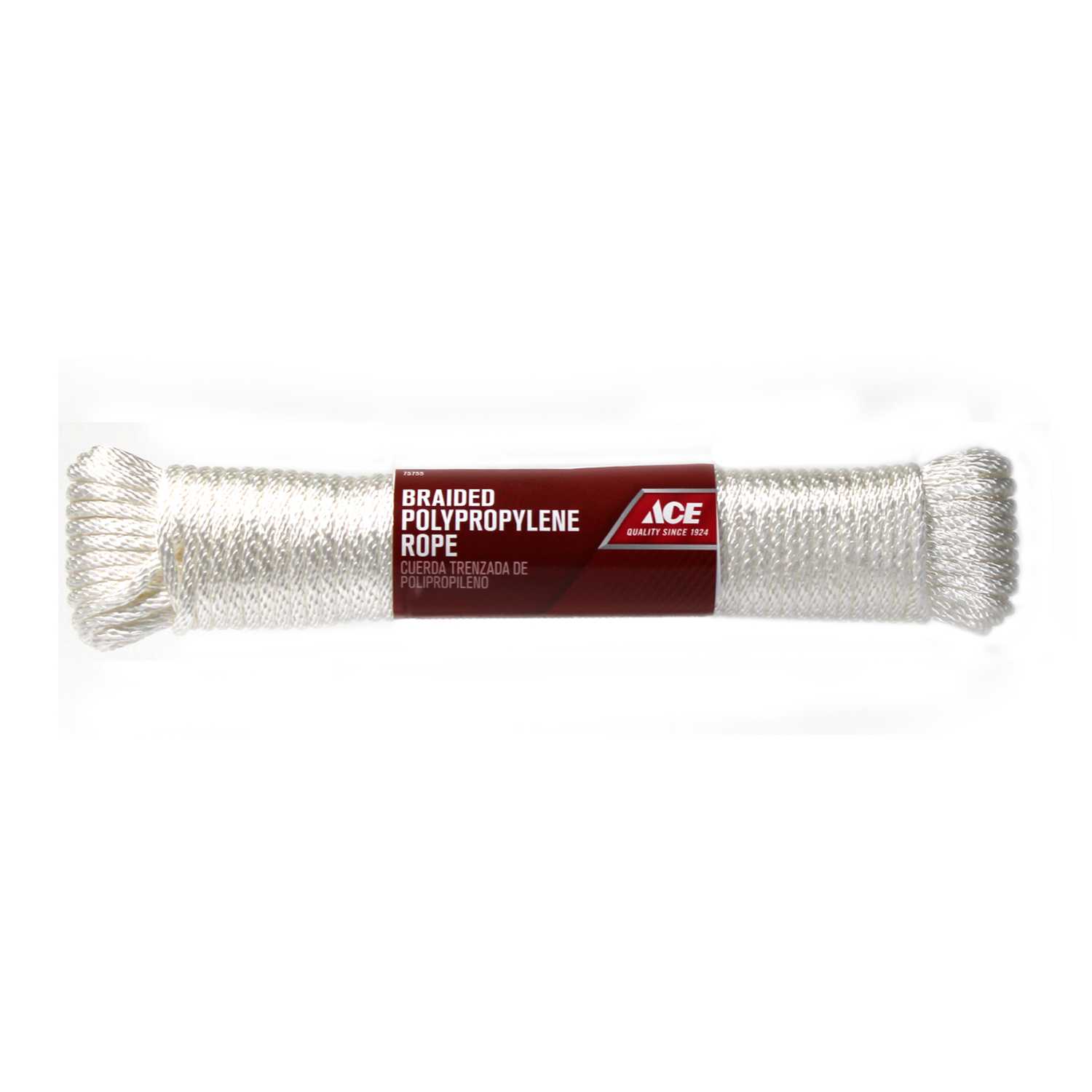 Ace 100 ft. L x 1/4 in. Dia. White Poly Rope Braided - Ace Hardware