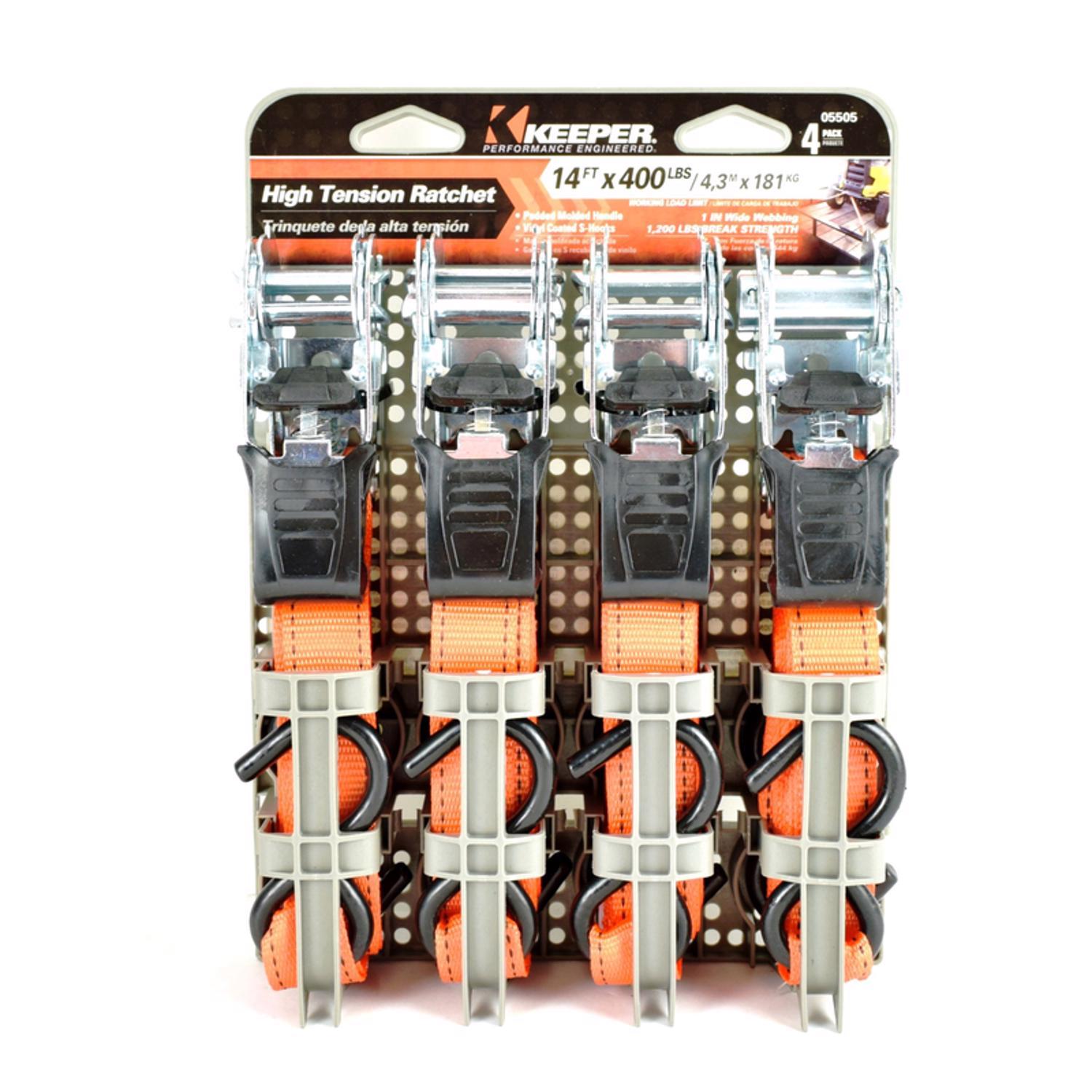 Keeper 1 in. W X 14 ft. L Orange Tie Down w/Ratchet 400 lb 4 pk - Ace ...