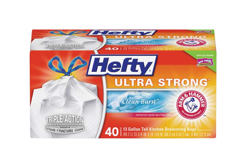 Hefty Ultra Strong 13 gal Fresh Scent Kitchen Trash Bags Drawstring 40 ...