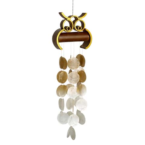 Woodstock Chimes Brown Bamboo 30 in. Hoot Owl Capiz Wind Chime - Ace ...