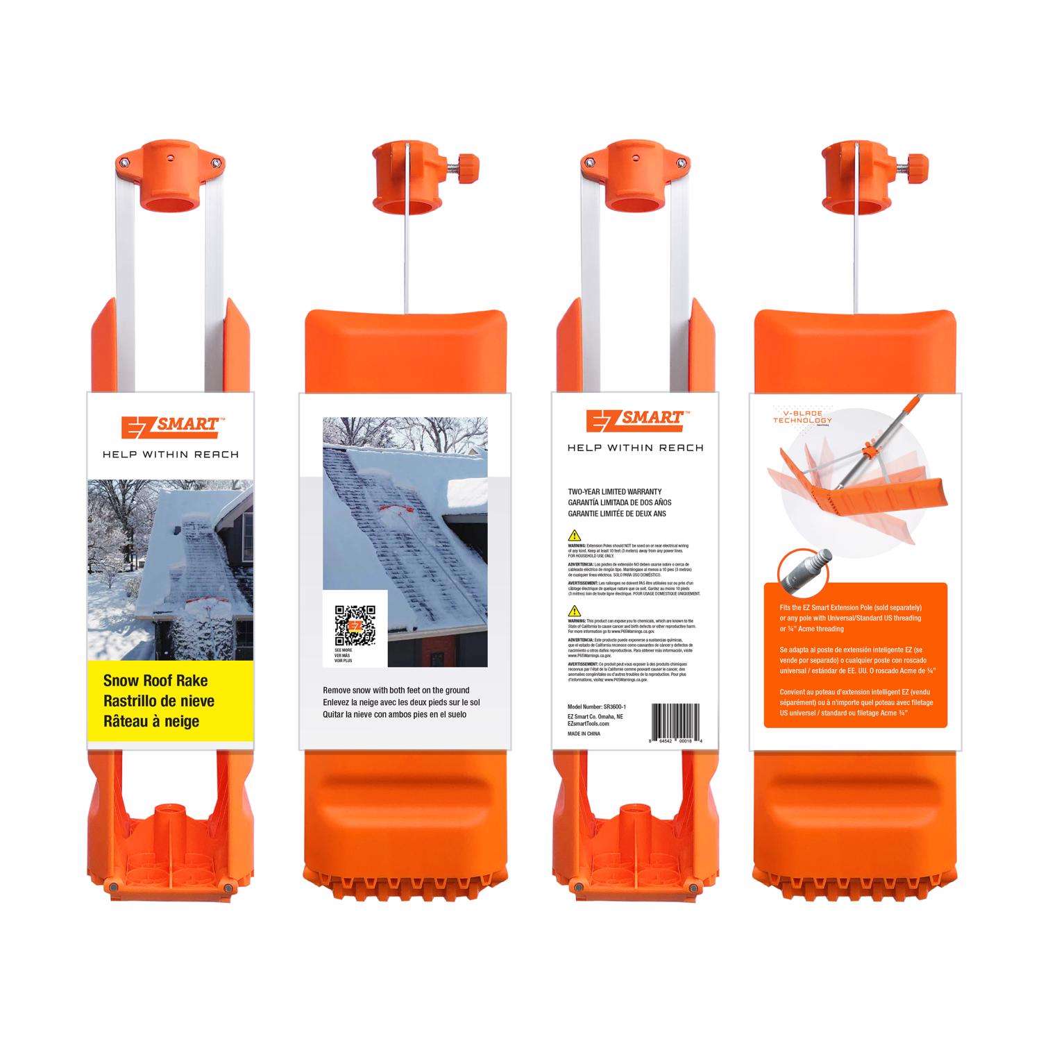 EZ Smart Tools 36 in. W X 1 ft. L Poly Roof Rake - Ace Hardware