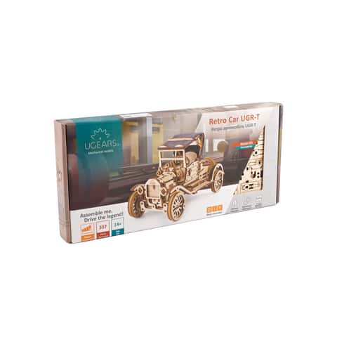 UGears Retro Car UGR - T Mechanical Model Kit Wood Tan 337 pc Mfr ...