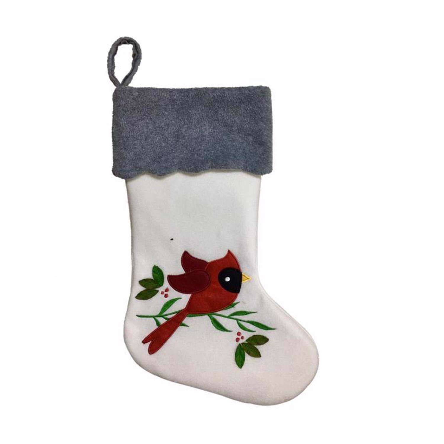 Celebrations Home Multicolored Plush Cardinal Stocking Indoor Christmas ...
