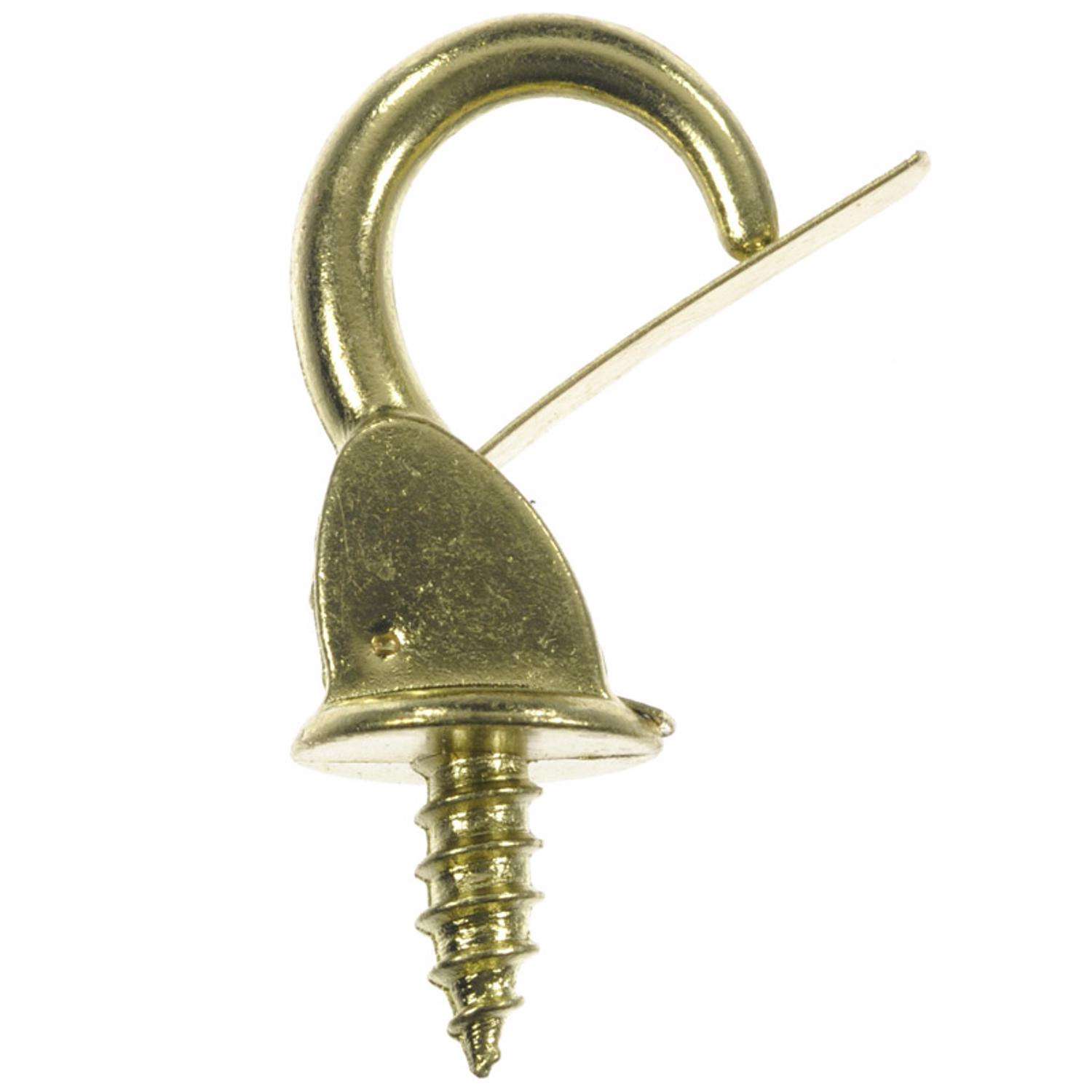 Ace Medium Bright Brass Gold Zinc 1 in. L Safety Cup Hook 10 lb 4 pk ...