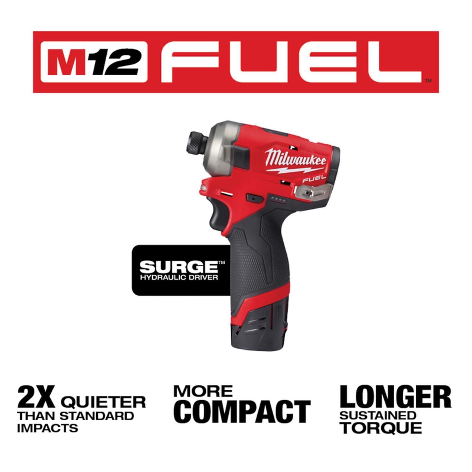Milwaukee M12 FUEL SURGE 1 4 in. Cordless Brushless Hydraulic Impact Driver Kit Battery Charger Mfr 2551 22 Ace Hardware