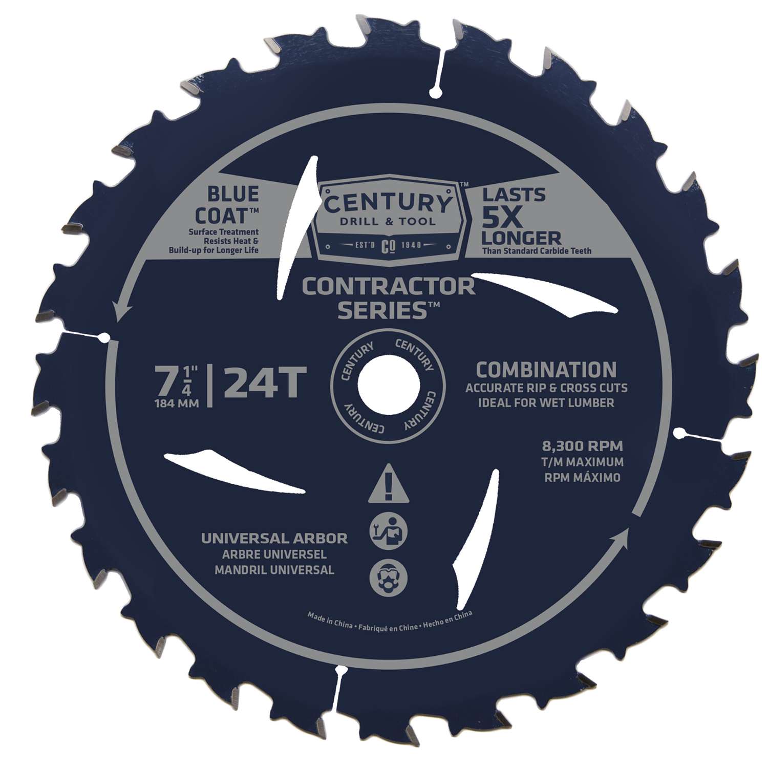 Century Drill & Tool 7-1/4 in. D Carbide Tipped Combination Saw Blade ...