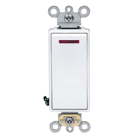 Leviton 20 amps Single Pole Rocker Illuminated Rocker Switch White 1 pk ...