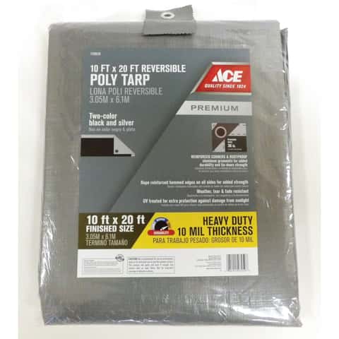 Ace 10 ft. W X 20 ft. L Heavy Duty Polyethylene Tarp Black/Silver - Ace ...